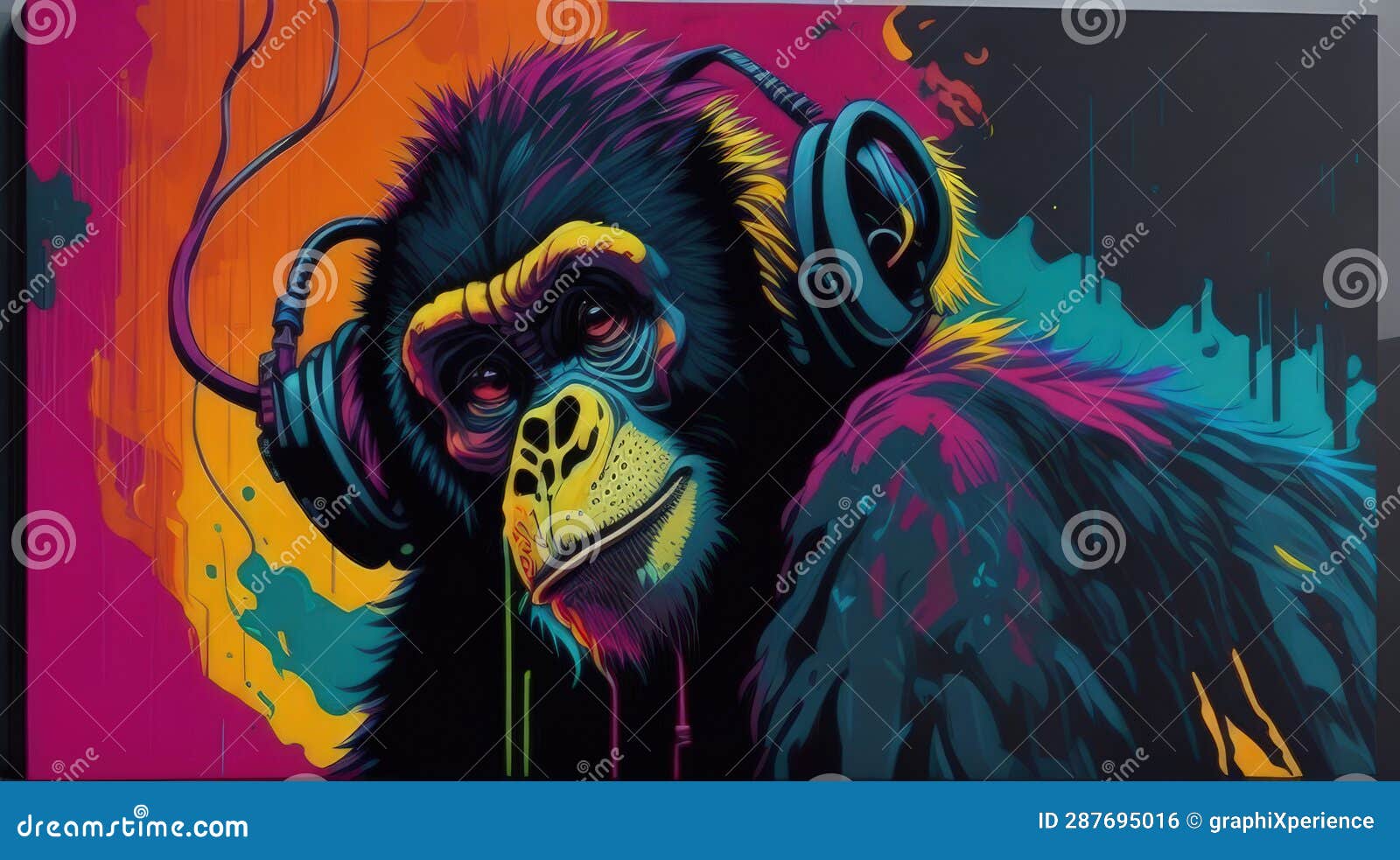 Monkey DJ Listening To Vinyl Stock Illustration - Illustration of ...