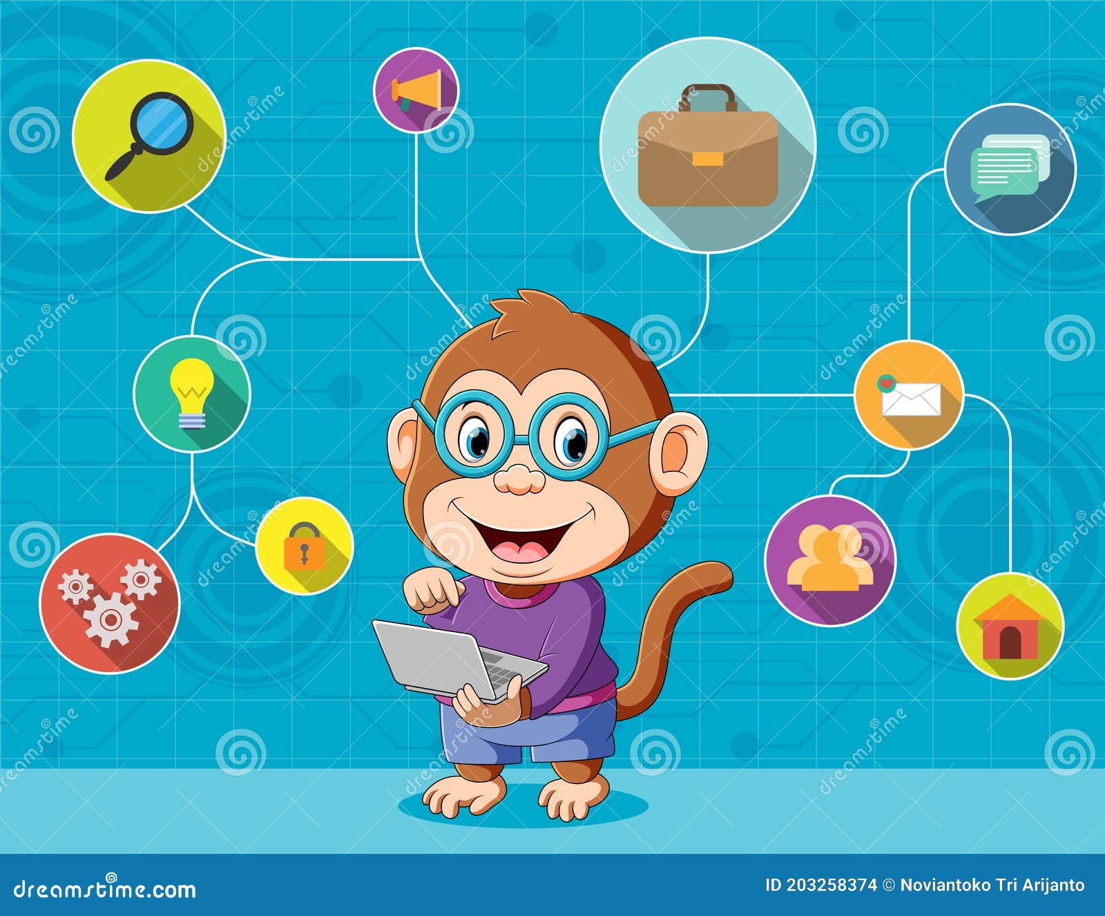 The Monkey Doing Multitasking with the Mind Map in His Brain and ...