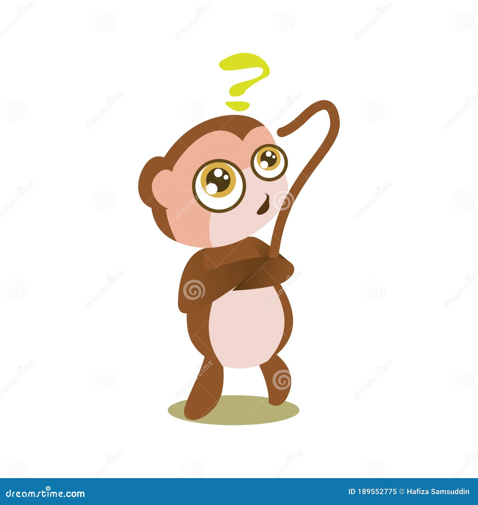 Monkey in Doubtful Mood. Vector Illustration Decorative Design Stock ...
