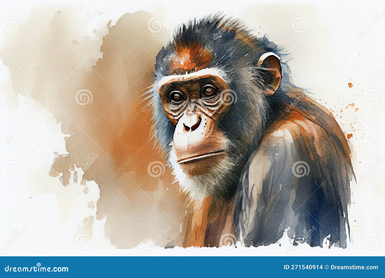 Monkey Drawing with Bit of Watercolour Stock Illustration ...