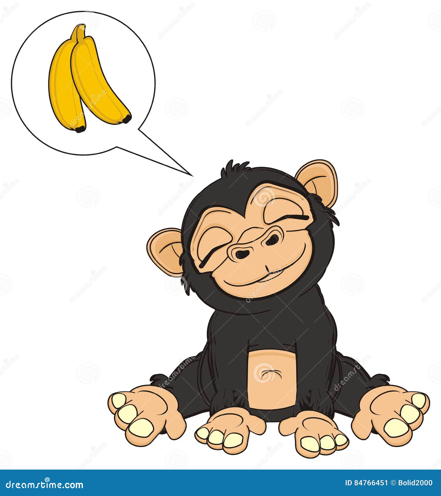 Monkey Dreaming about Banana Stock Illustration - Illustration of ...