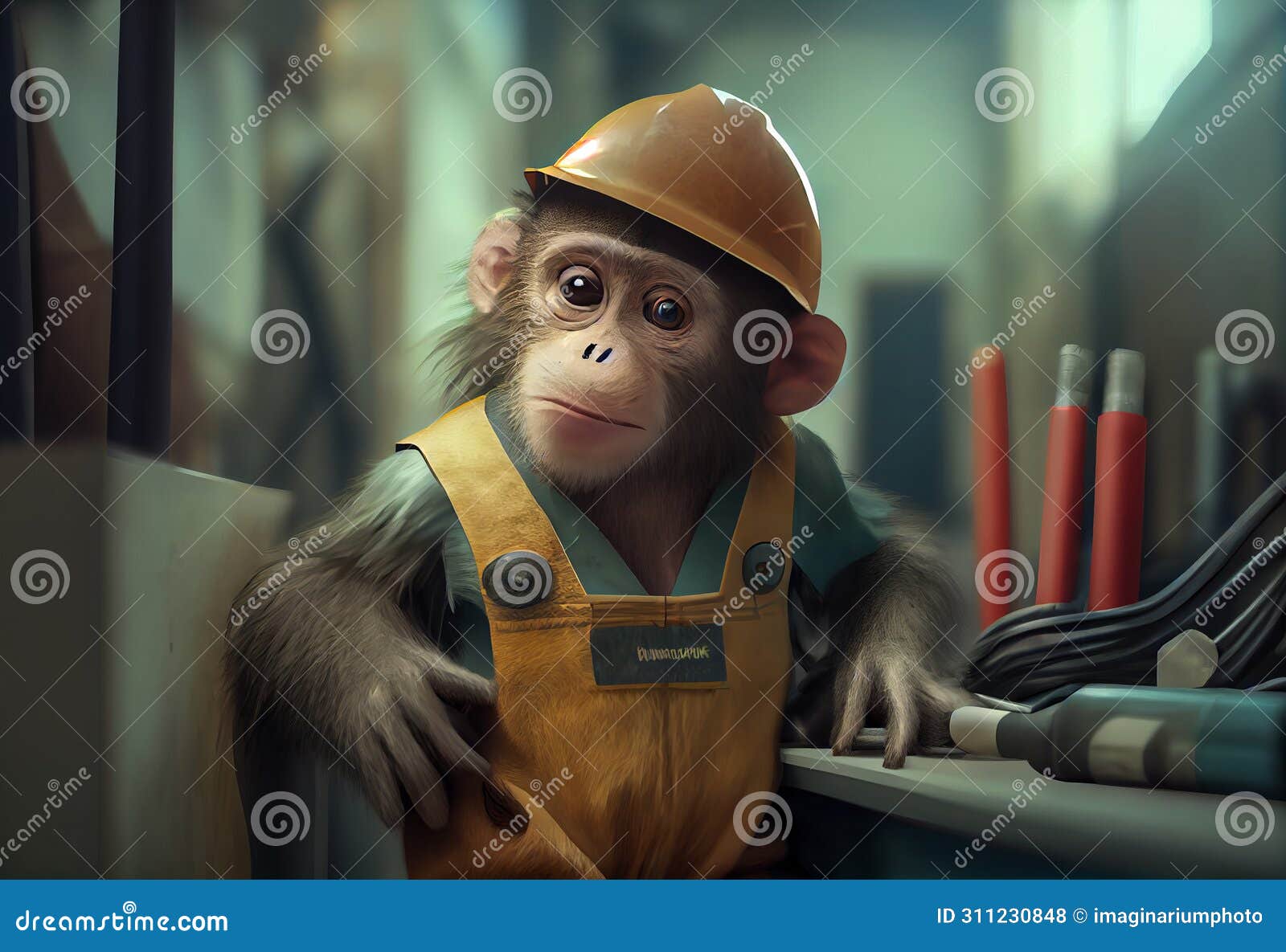 A Monkey Dressed As a Construction Worker Stock Photo - Image of attire ...