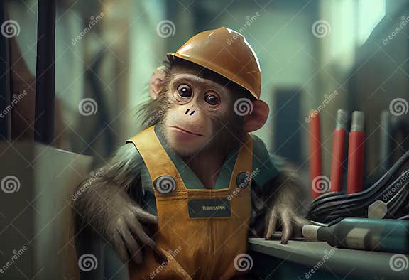 A Monkey Dressed As a Construction Worker Stock Photo - Image of attire ...
