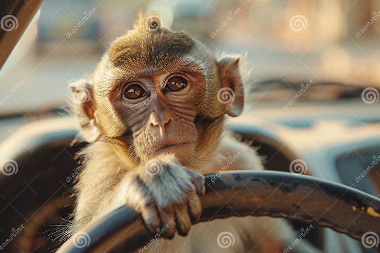Monkey Driving, Driver S License and Driver S License Concept Stock ...
