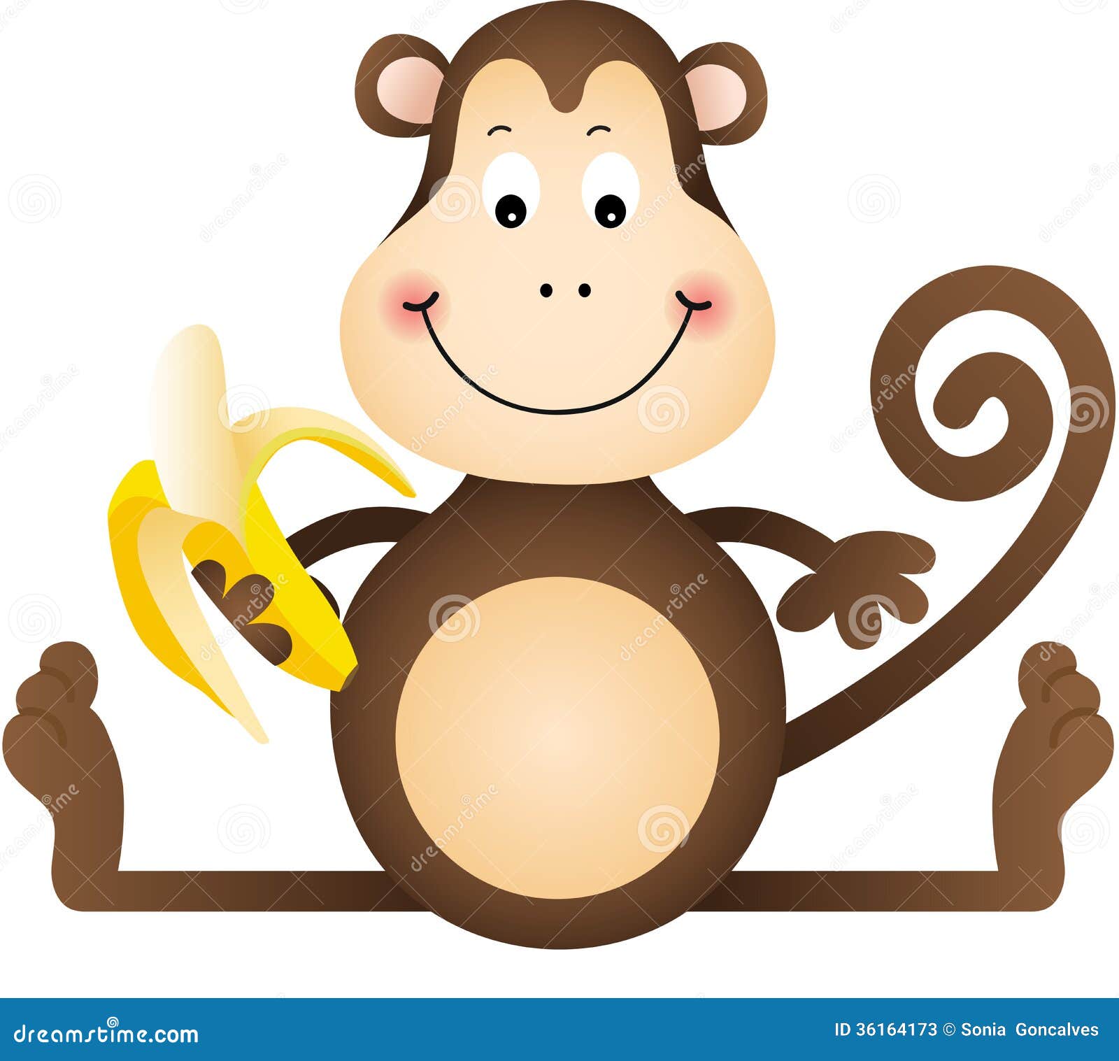Cartoon Monkeys Eating Bananas