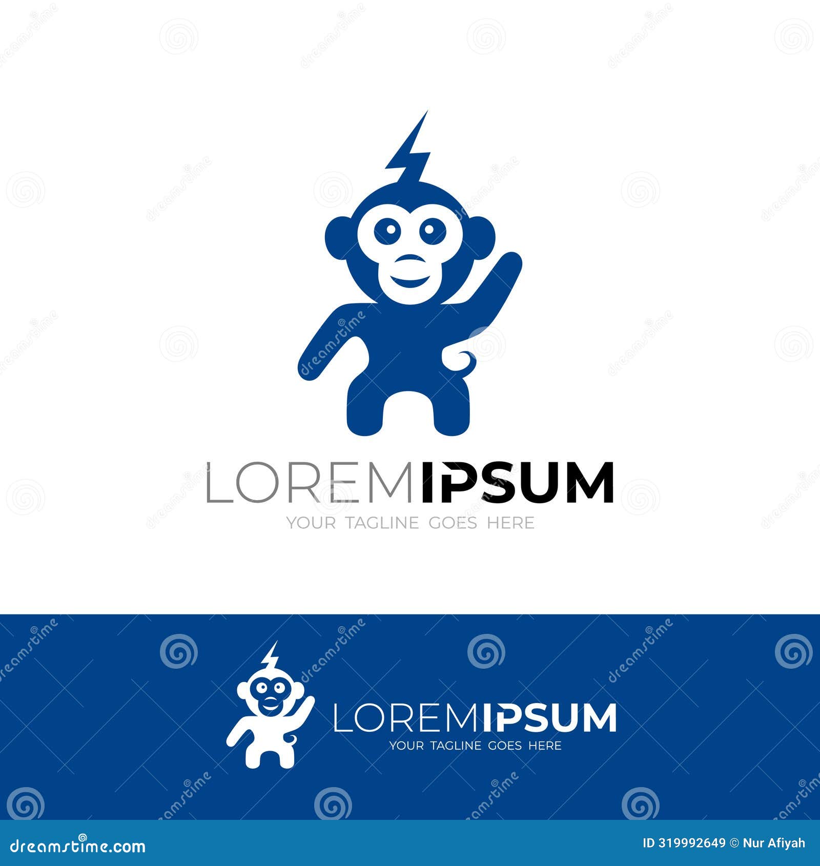 The Monkey and Electric Logo are Blue, Animal Icons Stock Vector ...