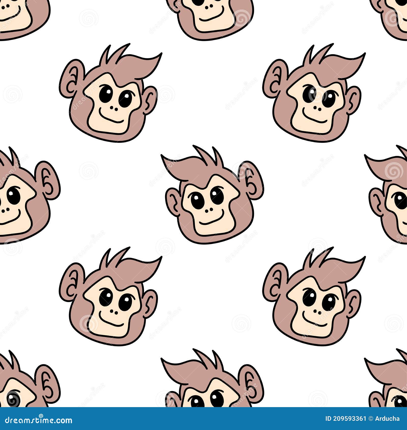 Monkey Emoticon Seamless Pattern Textile. Repeat Pattern Background ...