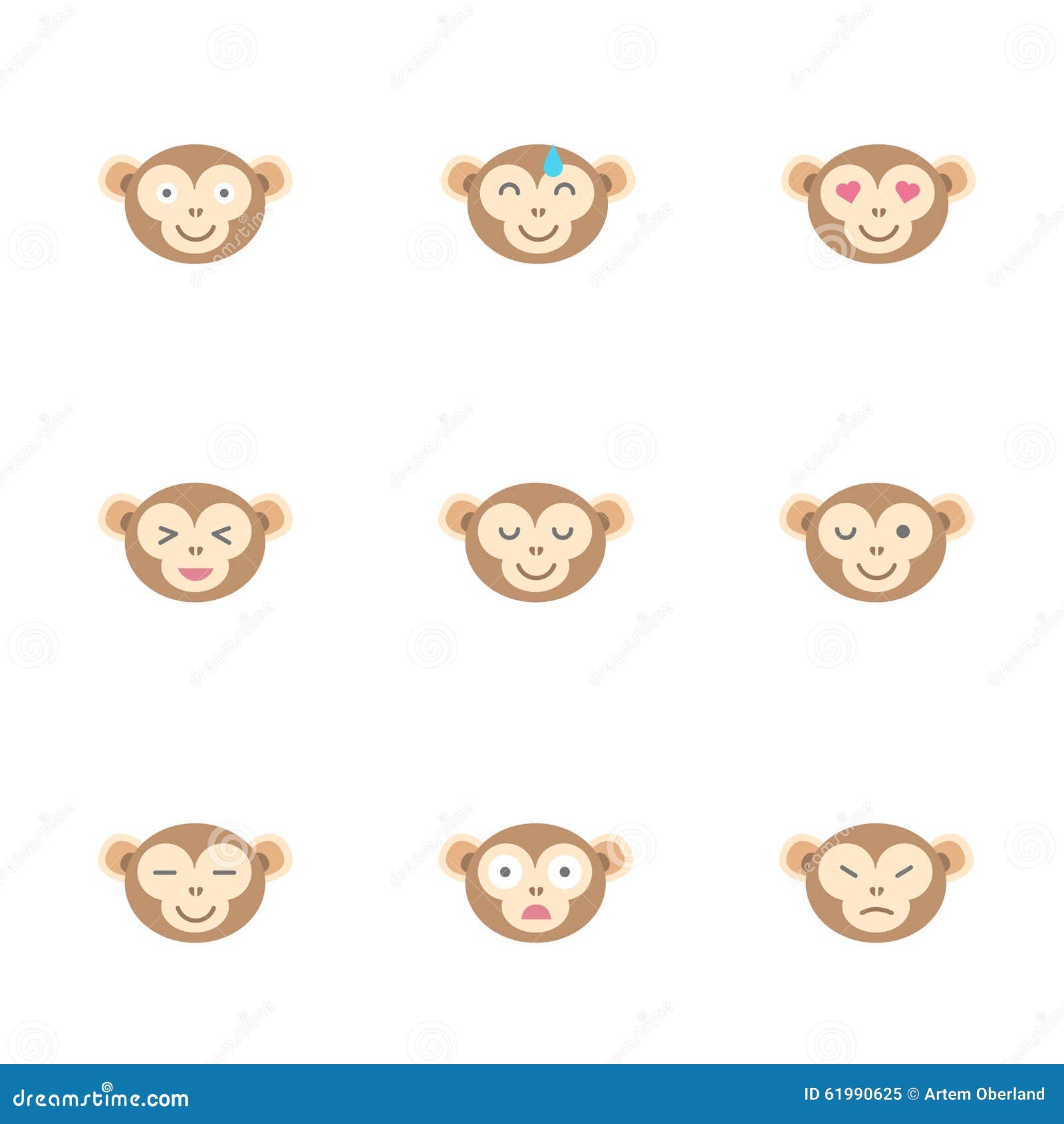 Monkey Emoticons Set Cartoon Vector | CartoonDealer.com #78246491