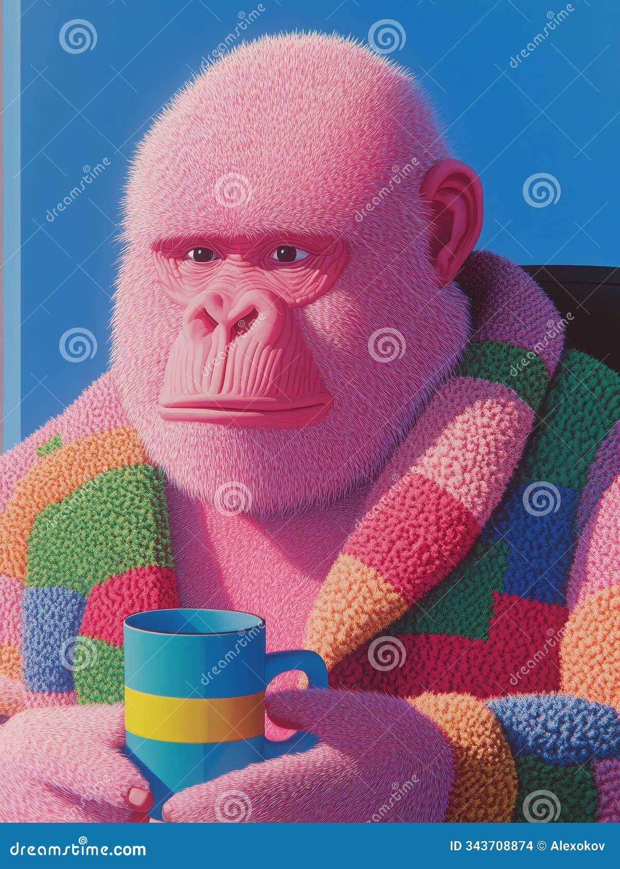 Monkey Enjoying Coffee in a Cafe, Whimsical Scene Generative AI Stock ...