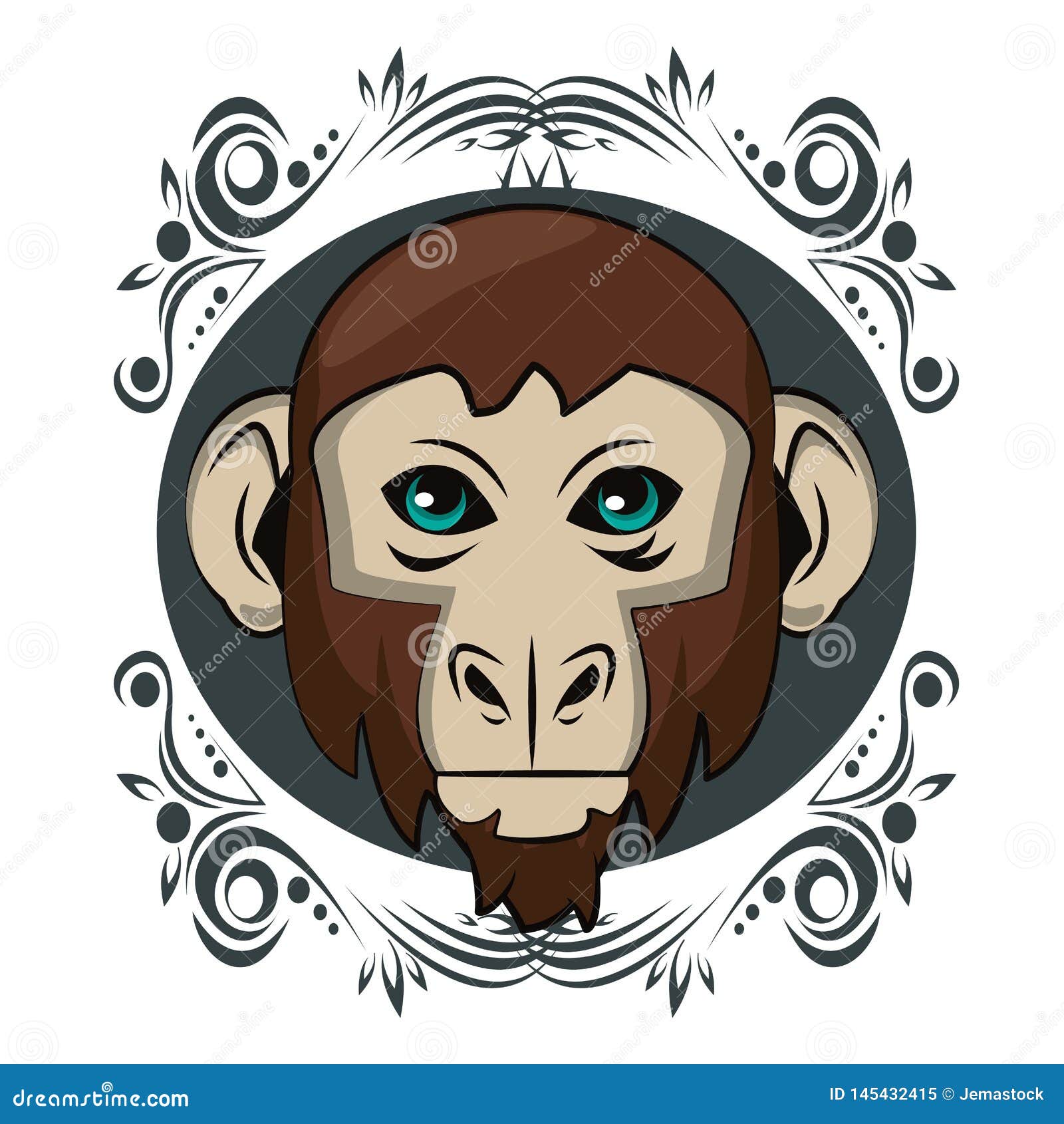 Monkey face cool sketch stock vector. Illustration of cartoon - 145432415