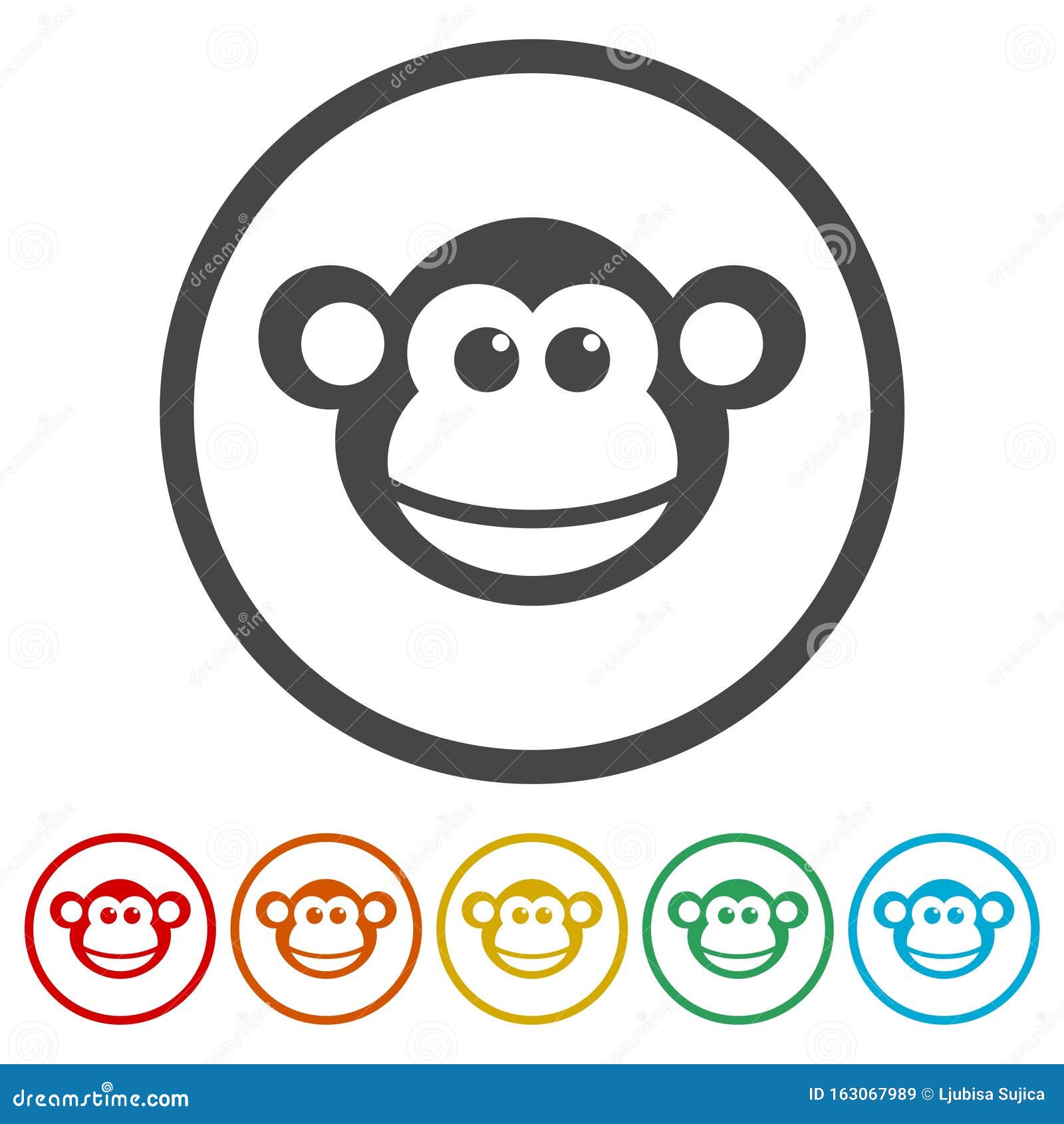 Monkey Face Icons Set - Illustration Stock Illustration - Illustration ...