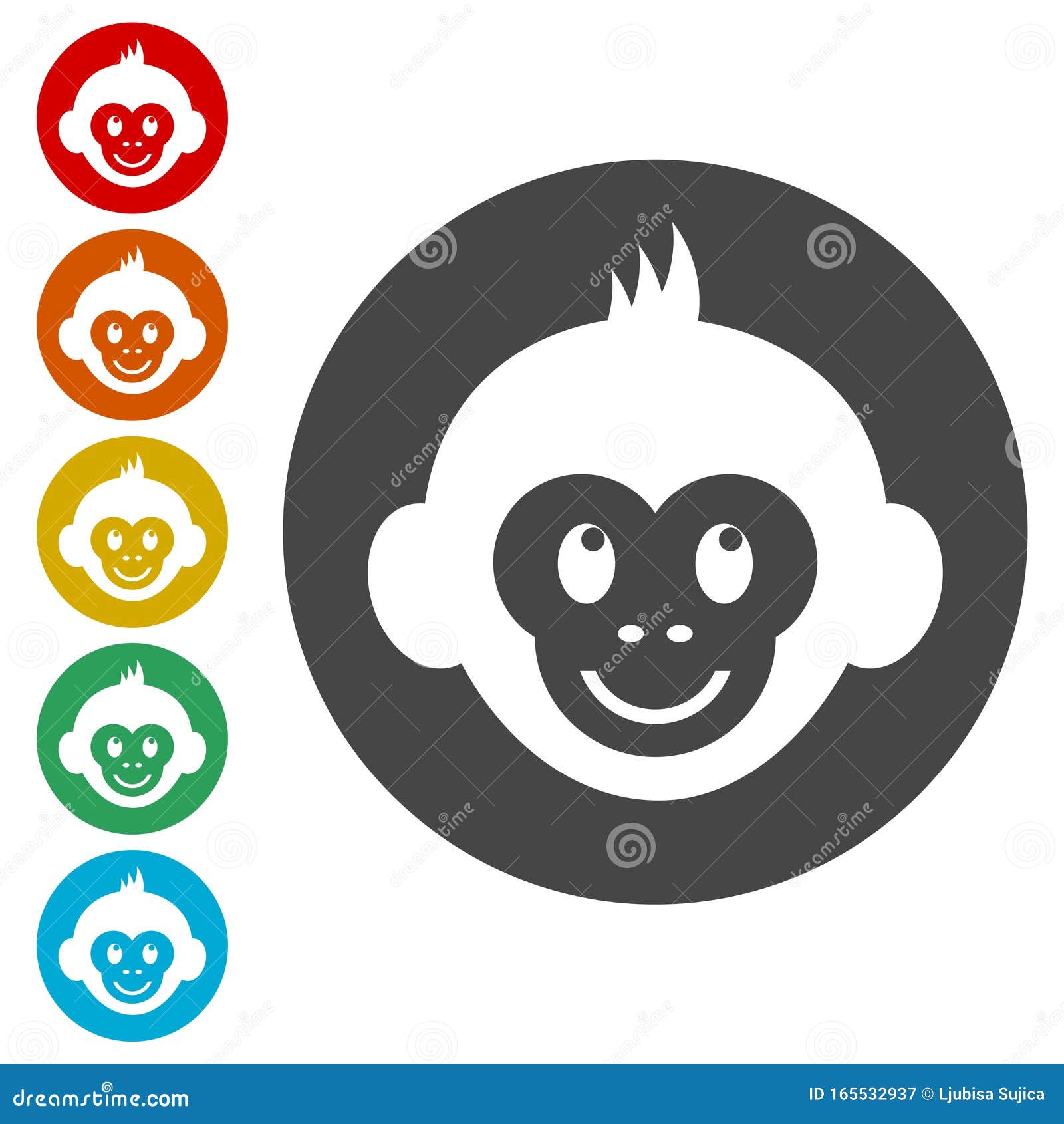 Monkey Face Icons Set - Vector Illustration Stock Vector - Illustration ...