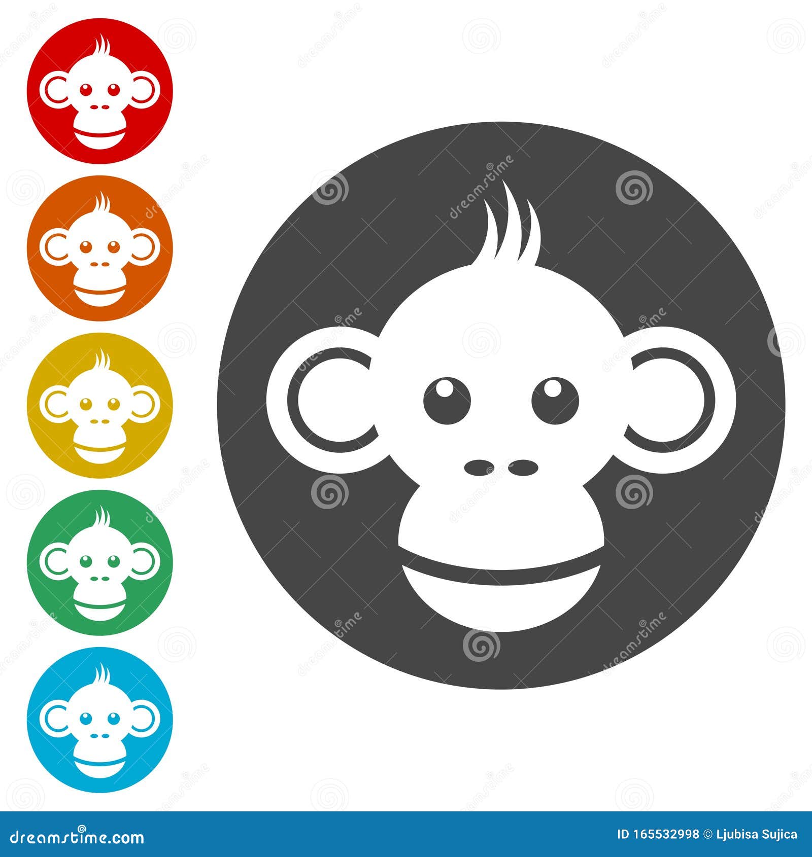 Monkey Face Icons Set - Vector Illustration Stock Vector - Illustration ...