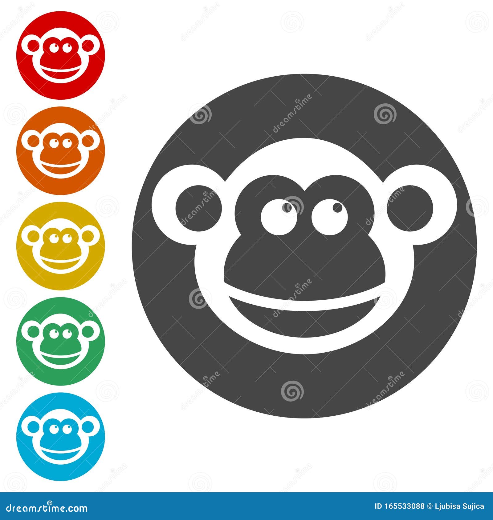 Monkey Face Icons Set - Vector Illustration Stock Vector - Illustration ...