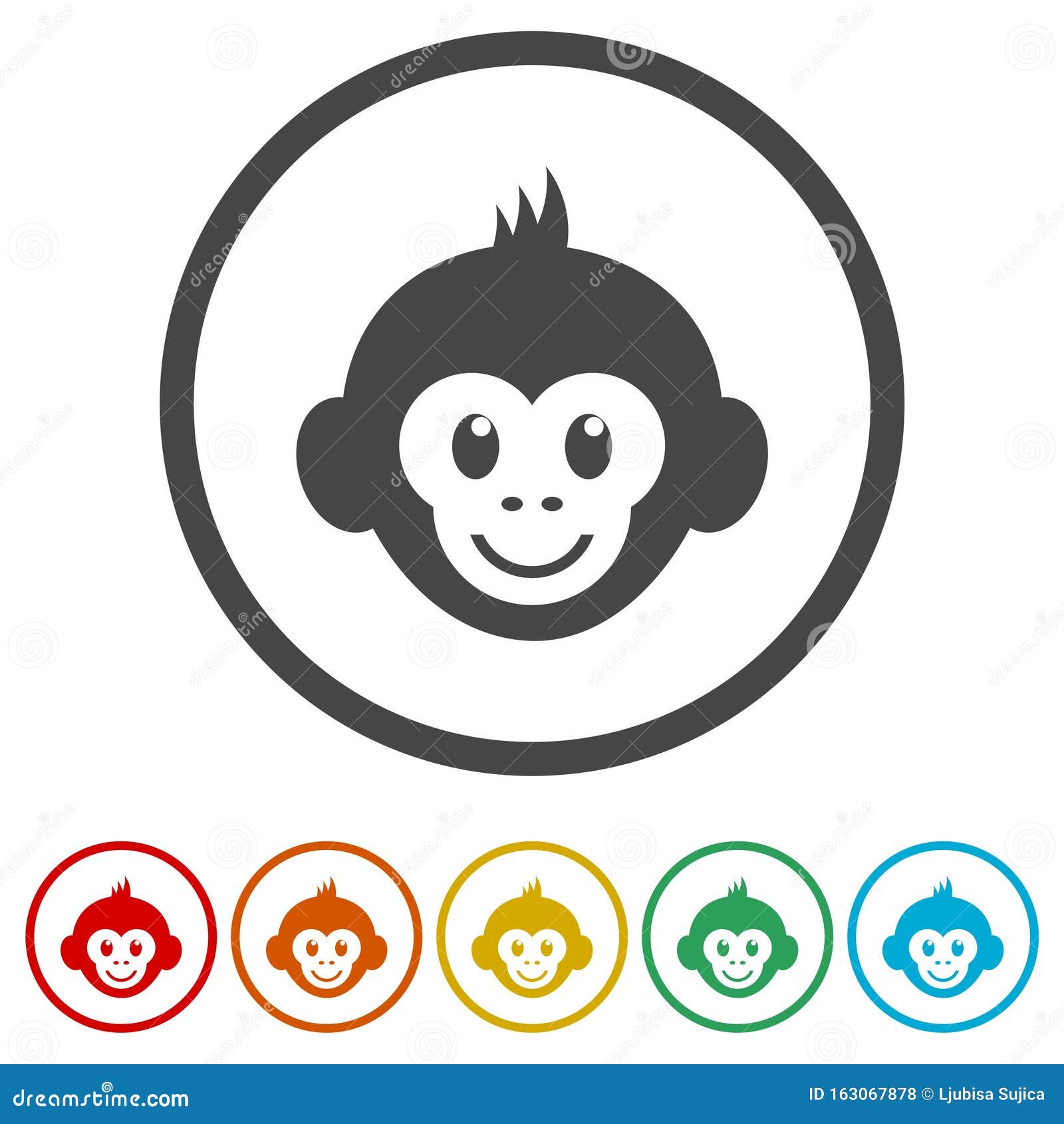 Monkey Face Icons Set - Vector Illustration Stock Vector - Illustration ...