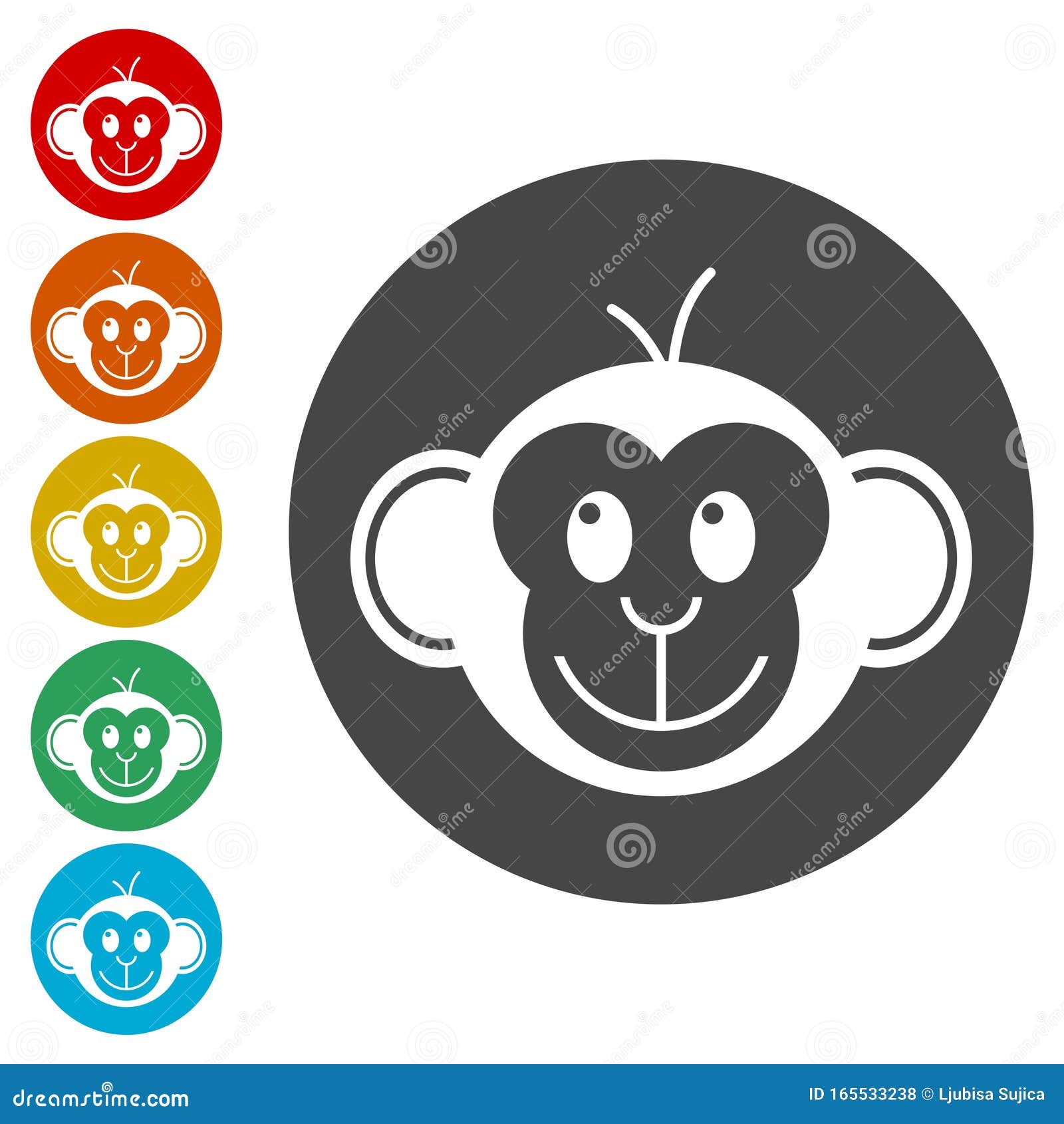 Monkey Face Icons Set - Vector Illustration Stock Vector - Illustration ...