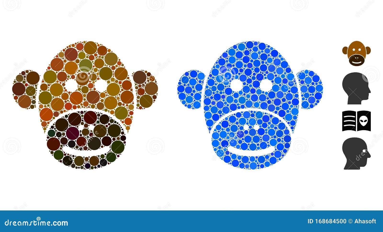 Monkey Face Composition Icon of Circle Dots Stock Illustration ...
