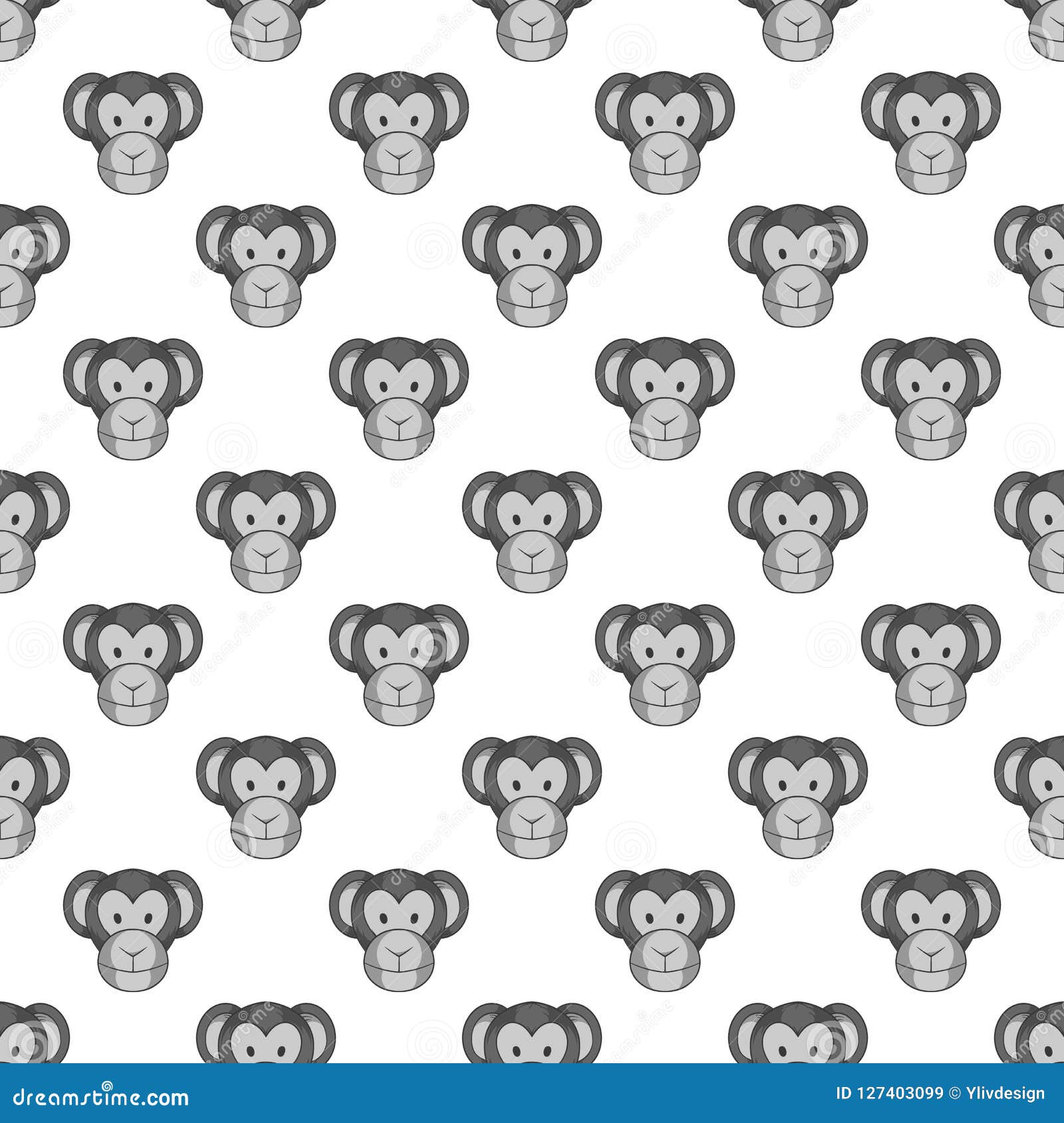 Monkey Face Seamless Pattern Stock Illustration - Illustration of ...