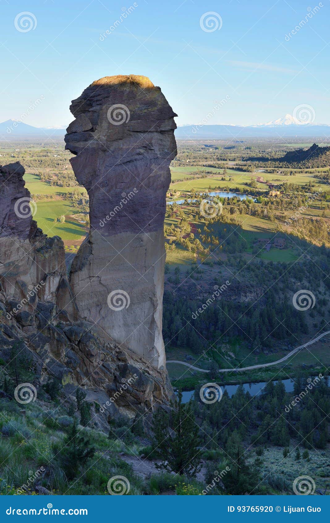 Monkey Face, Smith Rock and Crooked River Stock Photo - Image of trail ...