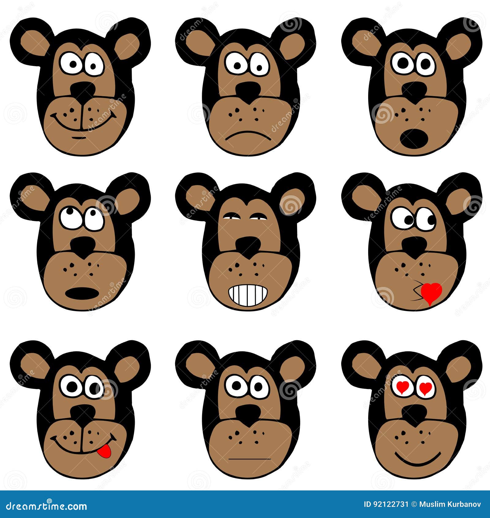Monkey Faces, Emoticons Stickers Illustration Stock Illustration ...