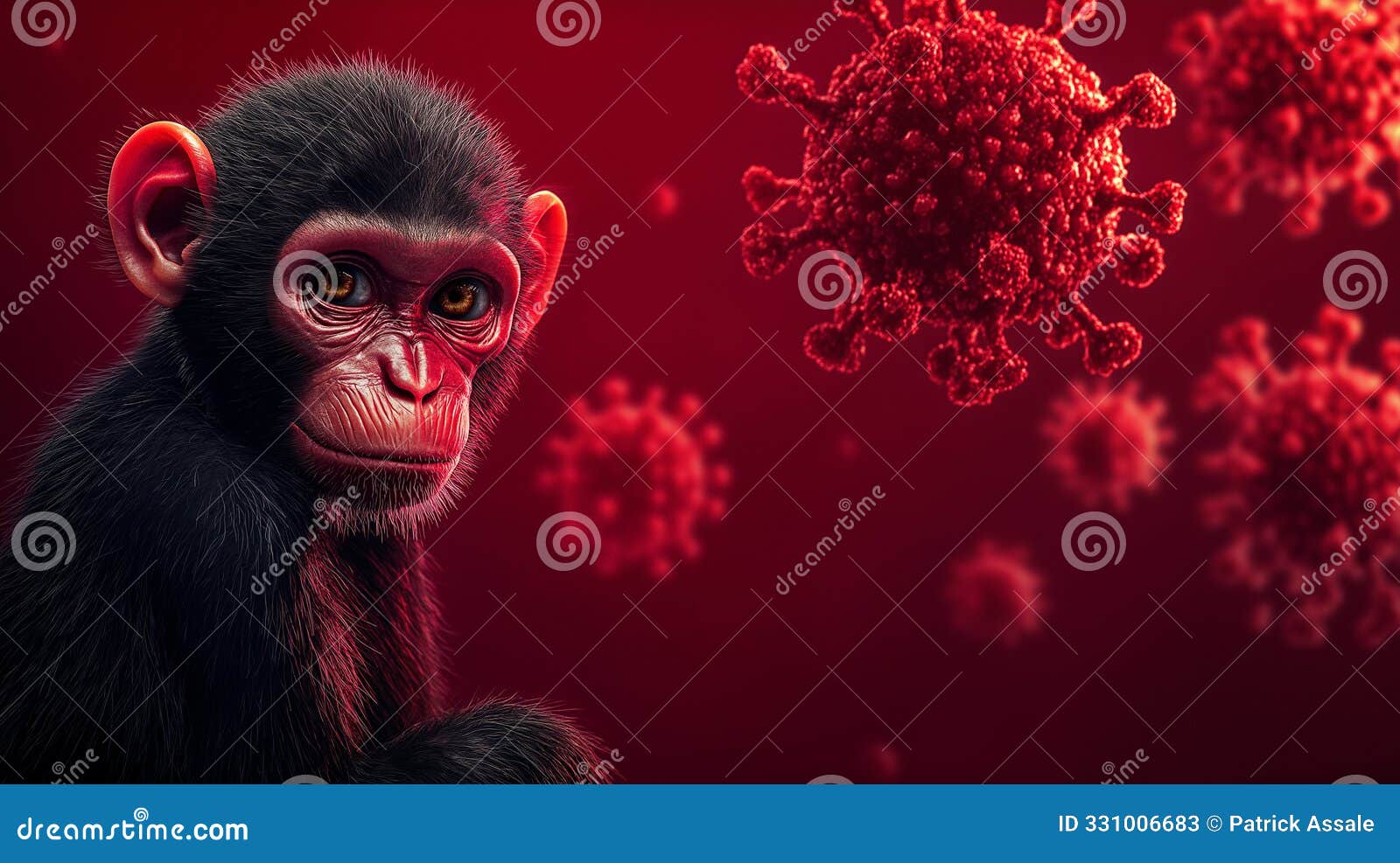 Monkey Facing Monkeypox Virus Particle, Mpox Outbreak Concept, Zoonotic ...