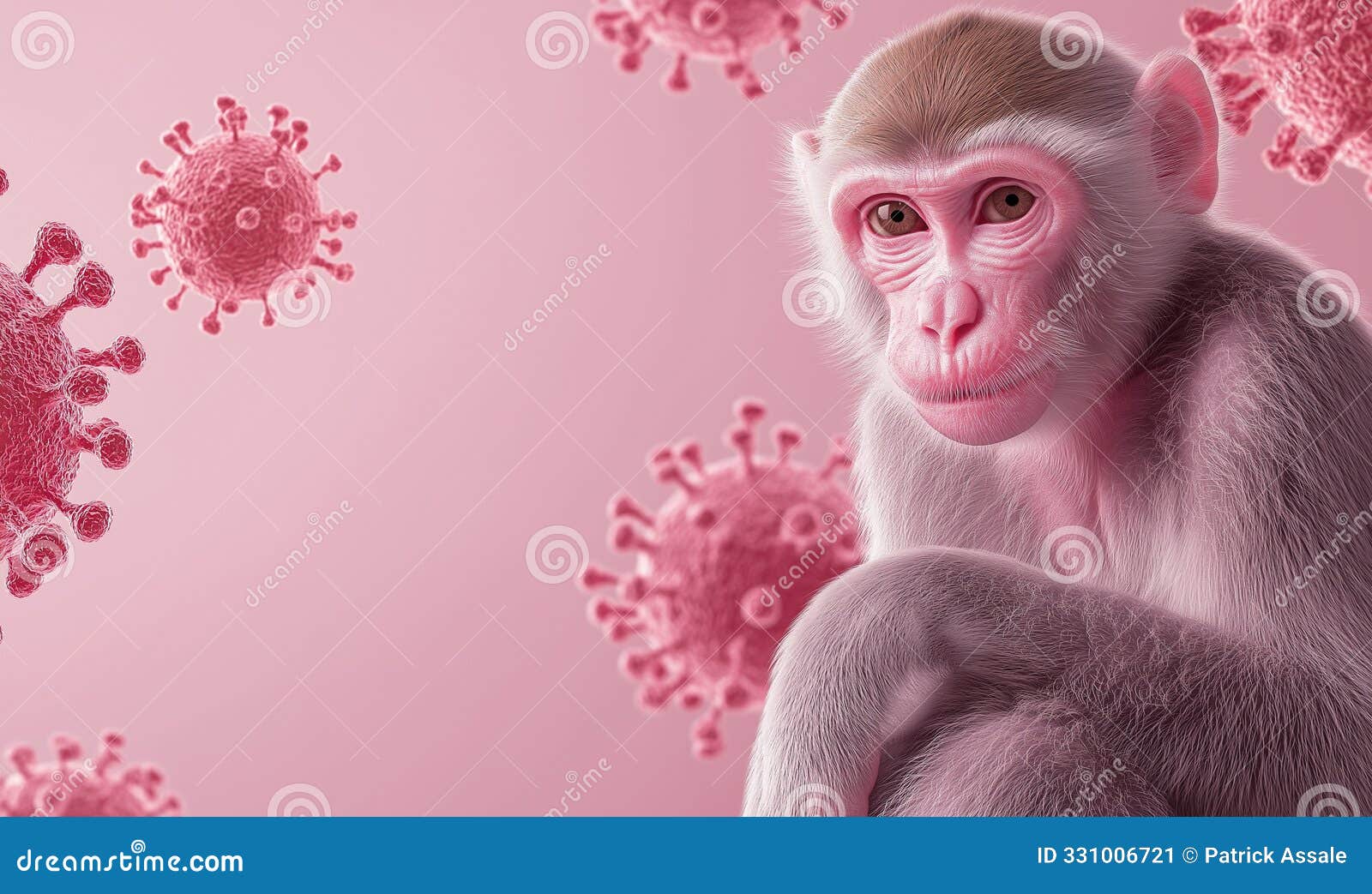 Monkey Facing Monkeypox Virus Particle, Mpox Outbreak Concept, Zoonotic ...