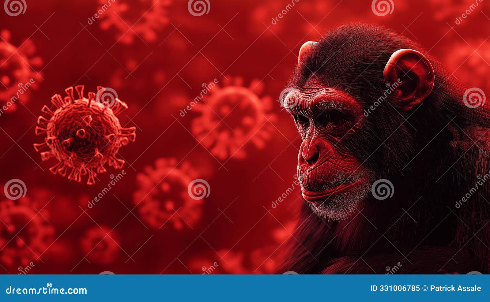 Monkey Facing Monkeypox Virus Particle, Mpox Outbreak Concept, Zoonotic ...