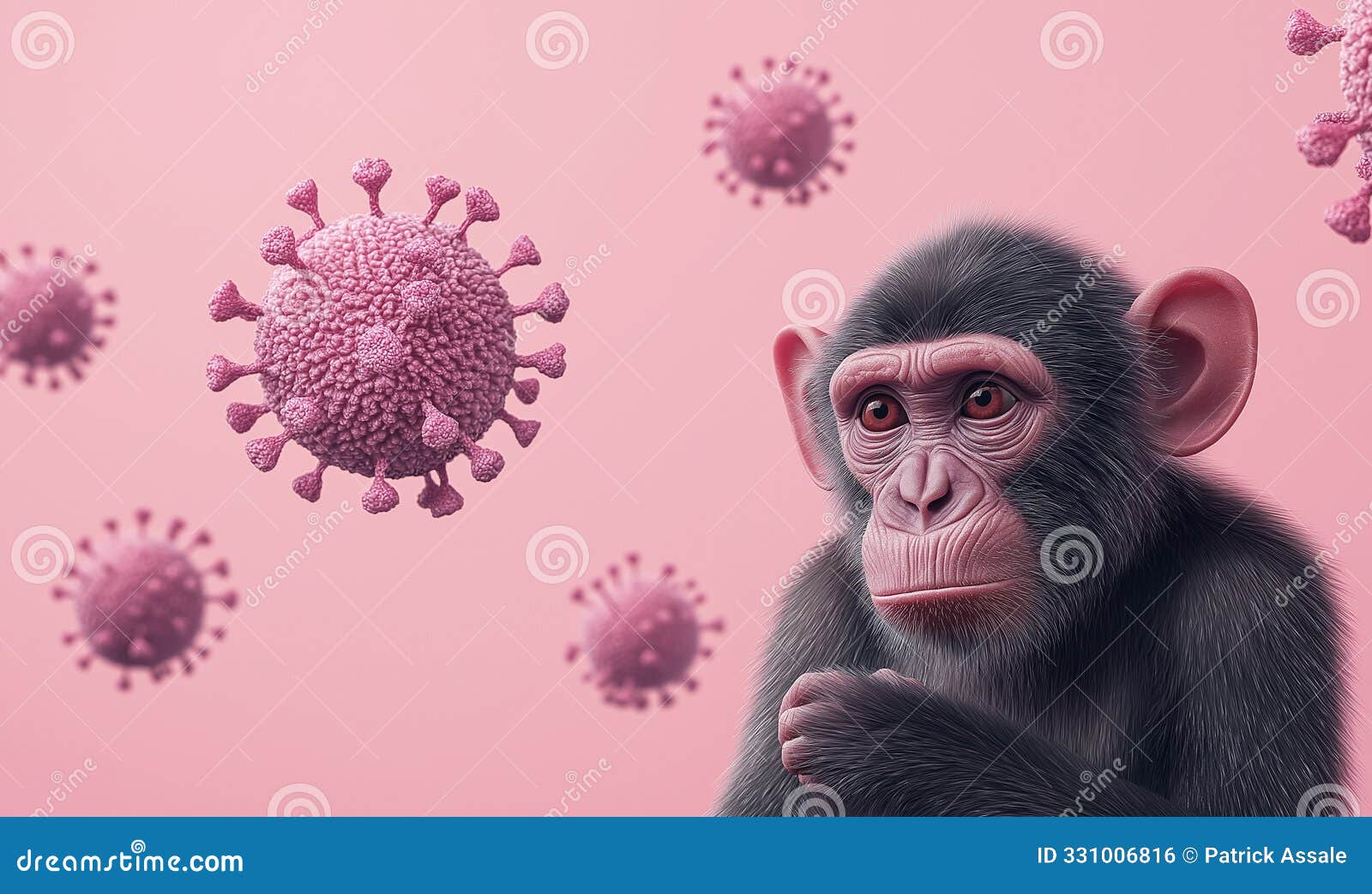Monkey Facing Monkeypox Virus Particle, Mpox Outbreak Concept, Zoonotic ...