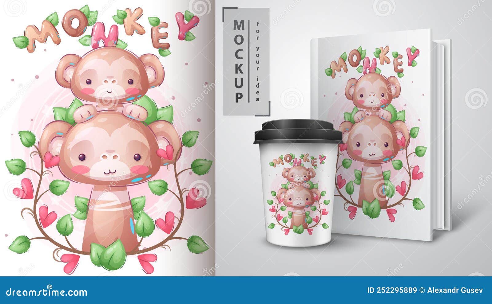 Monkey Family Poster and Merchandising Stock Vector - Illustration of ...