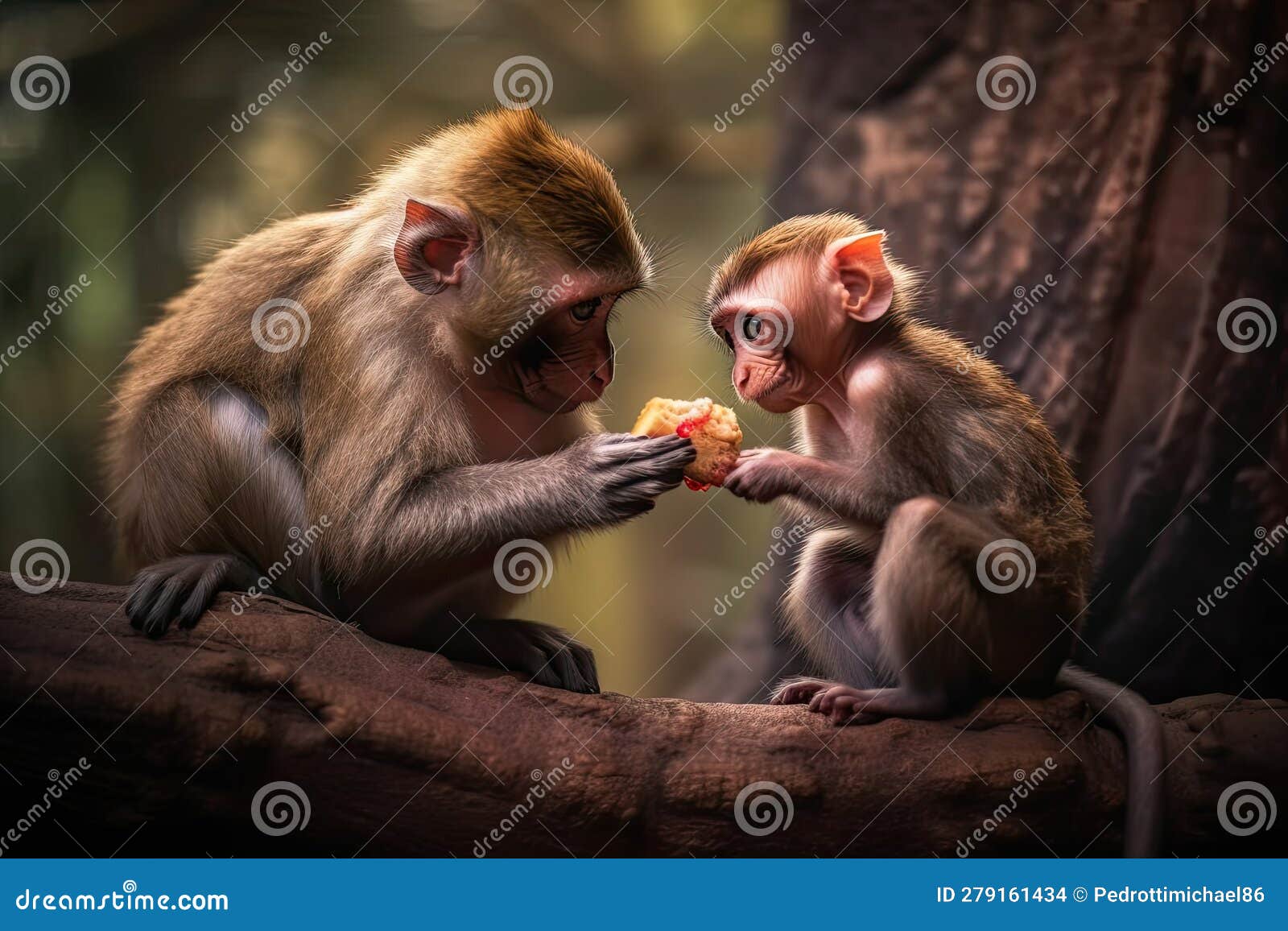Monkey Feeding Time stock illustration. Illustration of chimp - 279161434