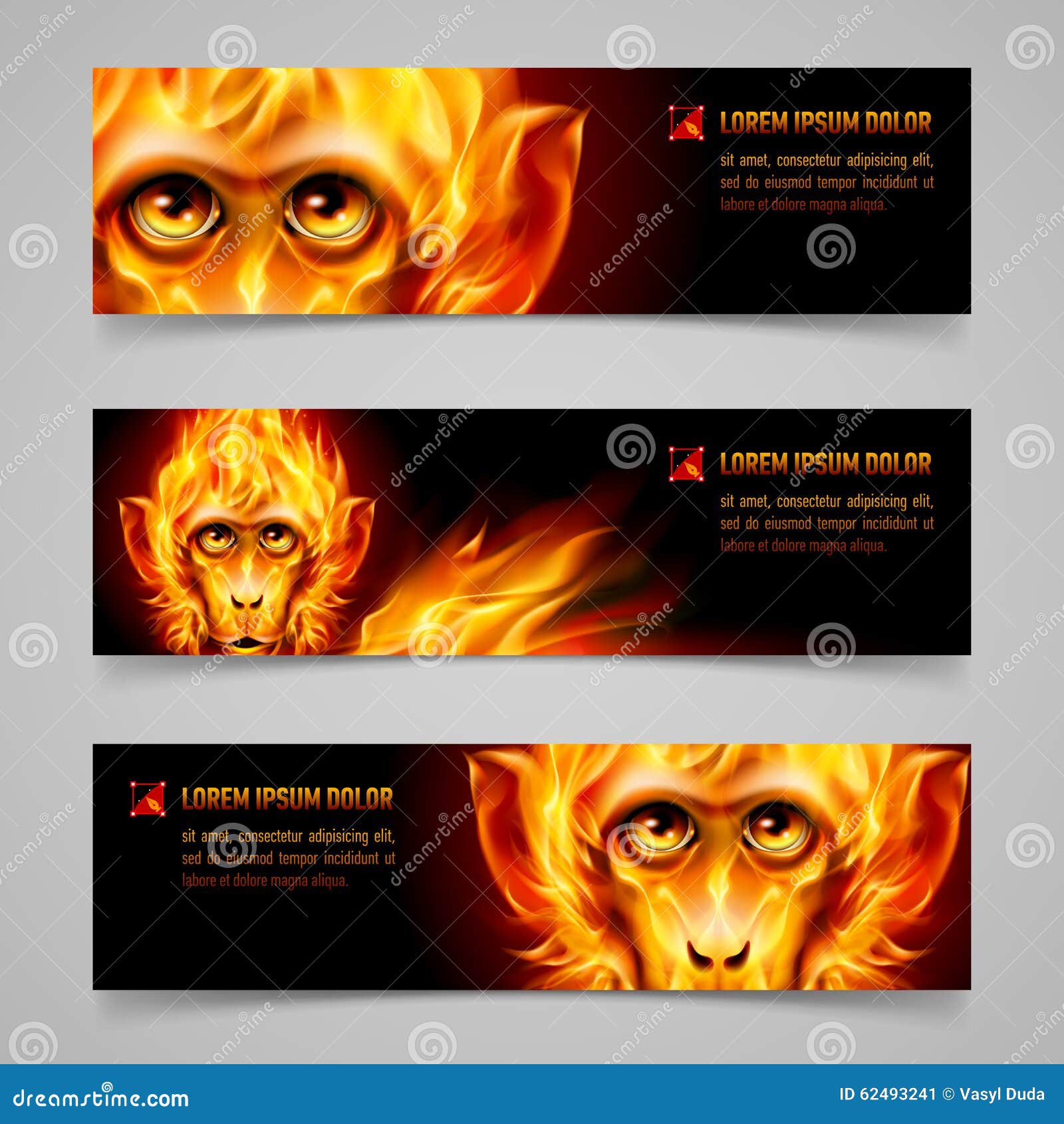 Monkey Fire Banners stock vector. Illustration of flash - 62493241