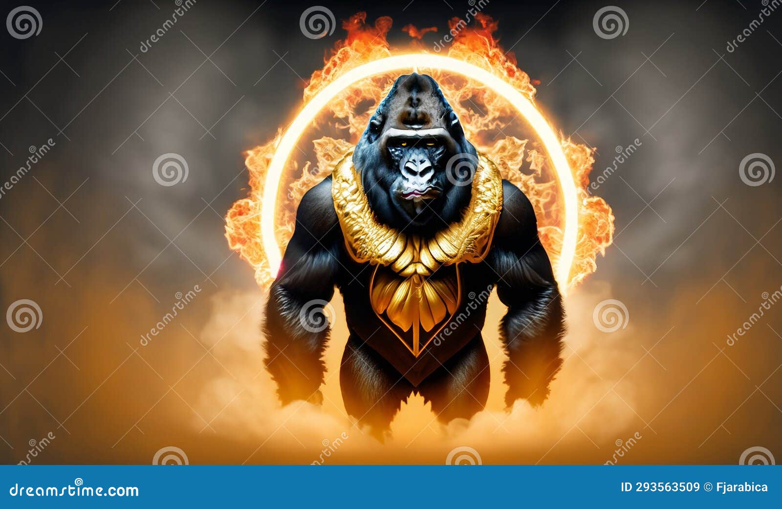 Monkey in fire stock illustration. Illustration of head - 293563509