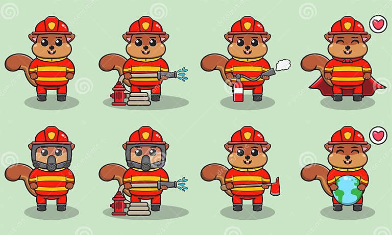Vector Illustration of Squirrel Firefighters Stock Vector ...