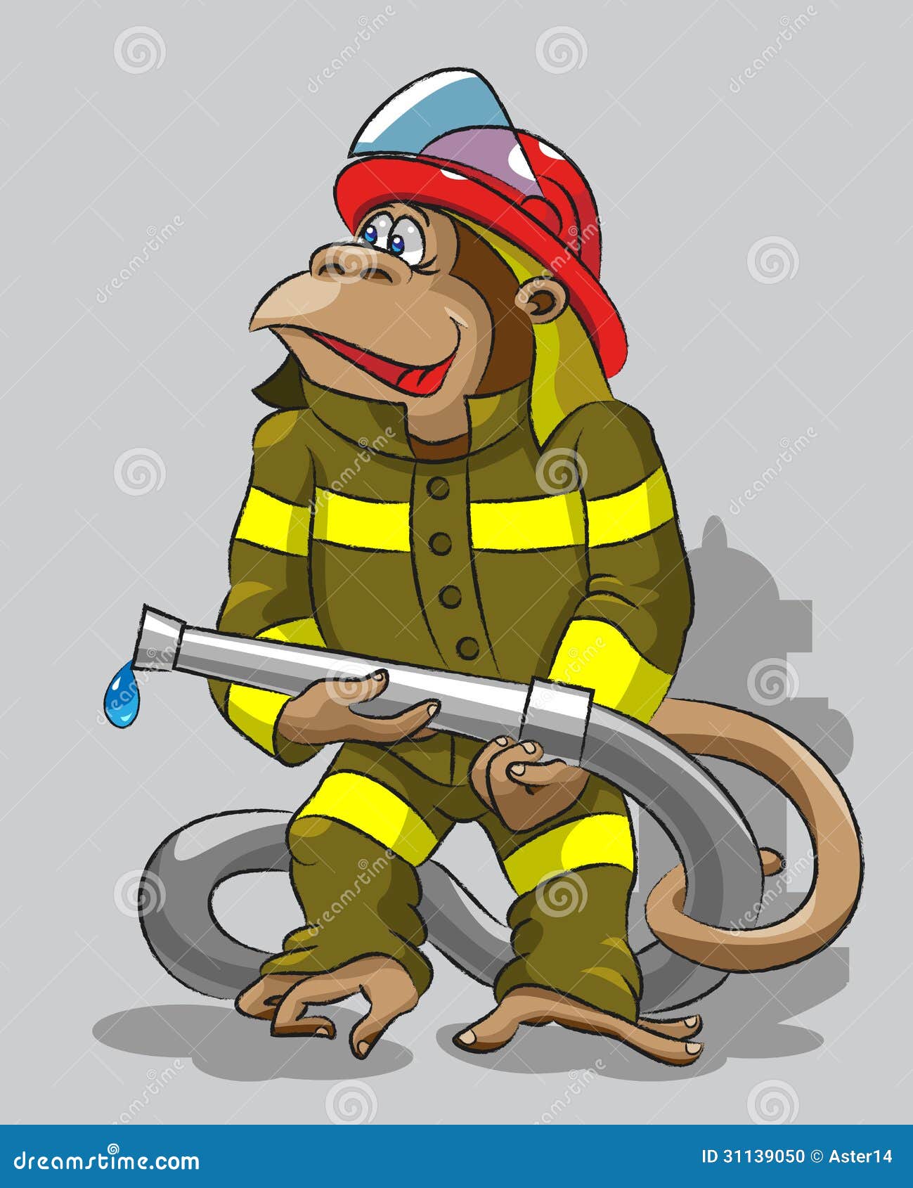 Monkey - fireman stock vector. Illustration of suit, protection - 31139050