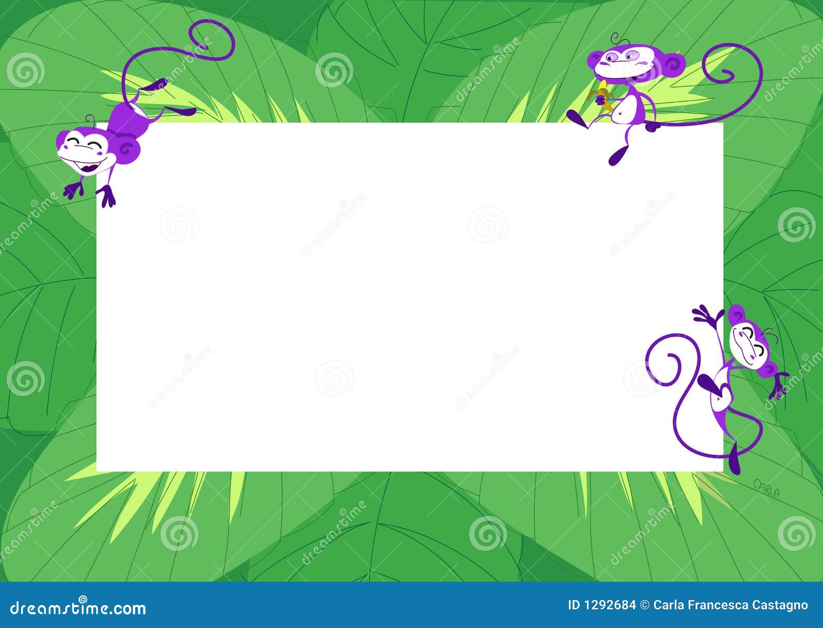 Monkey frame with leaves stock vector. Illustration of jumping - 1292684