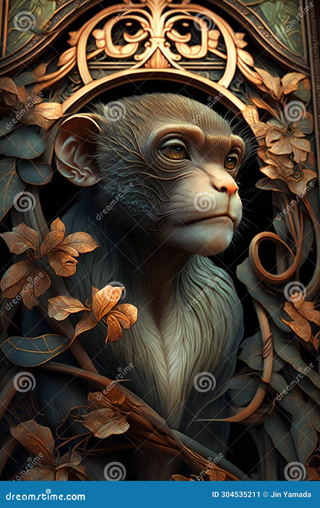 Monkey in the Frame. 3D Illustration. 3D Rendering Stock Illustration ...