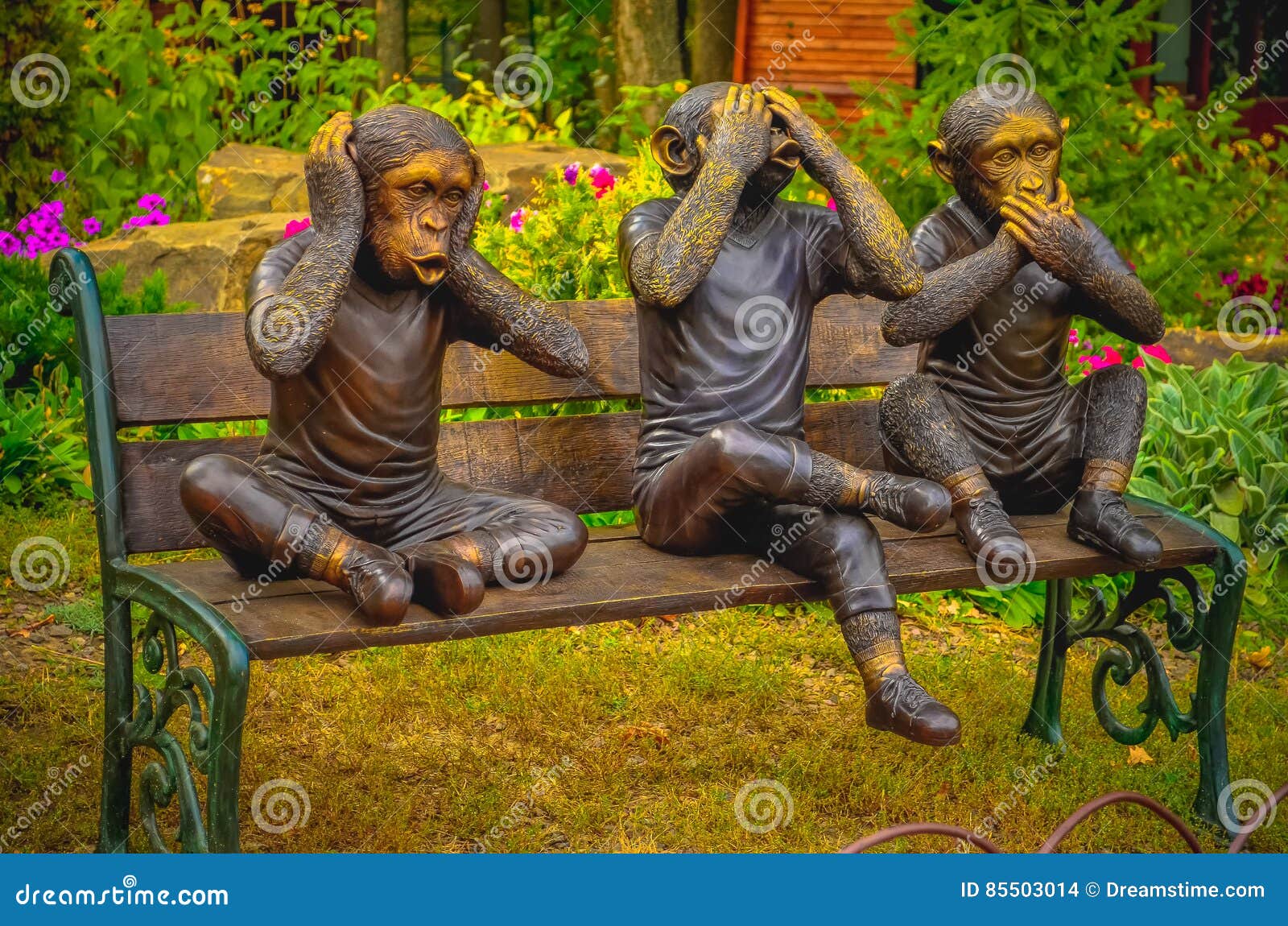 Monkey friends stock photo. Image of figure, lawn, friends - 85503014