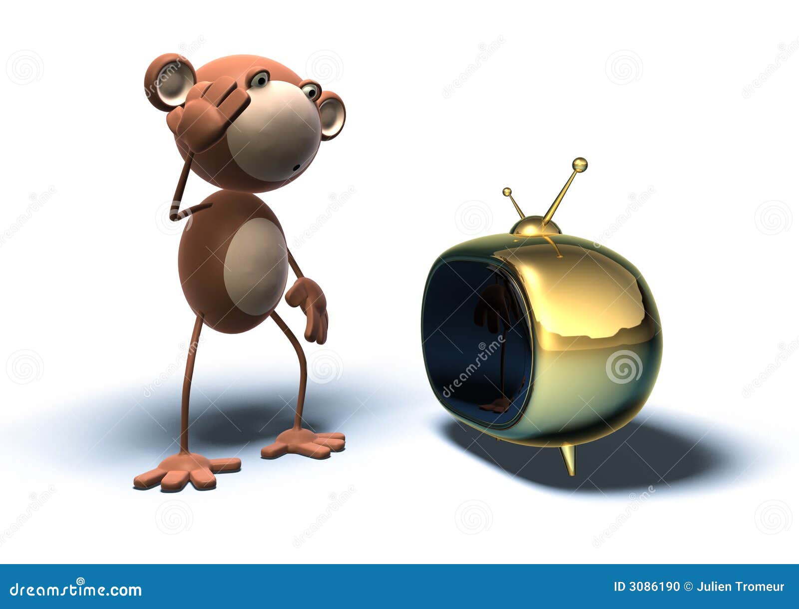 Monkey in front of tv stock illustration. Illustration of watching ...