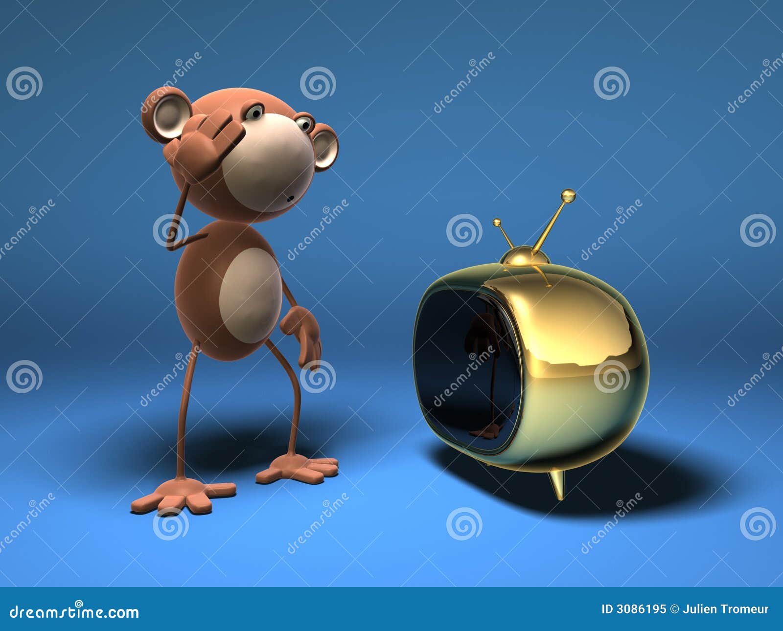 Monkey in front of tv stock illustration. Illustration of monkeys - 3086195