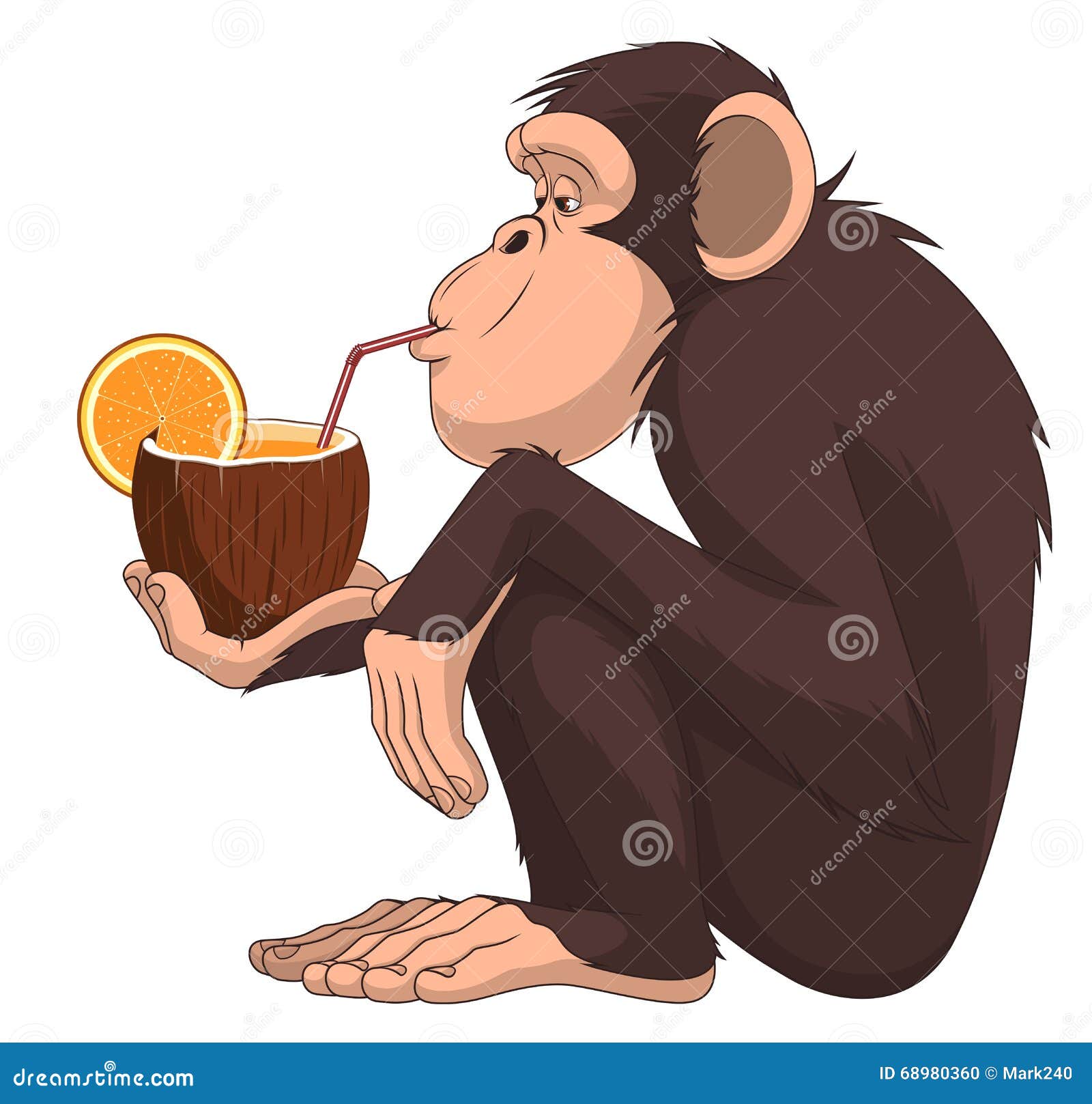 Monkey with a Fruit Cocktail Stock Vector - Illustration of cheer ...