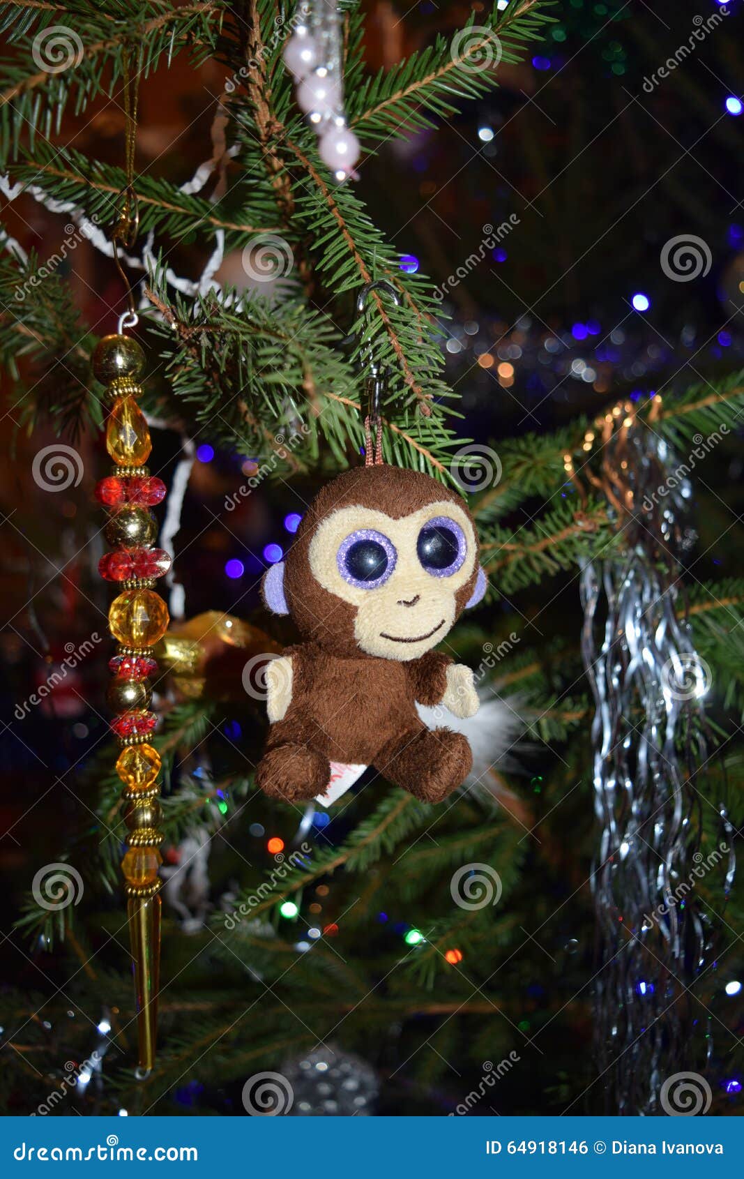 Monkey stock photo. Image of christmas, 2106, year, tree - 64918146