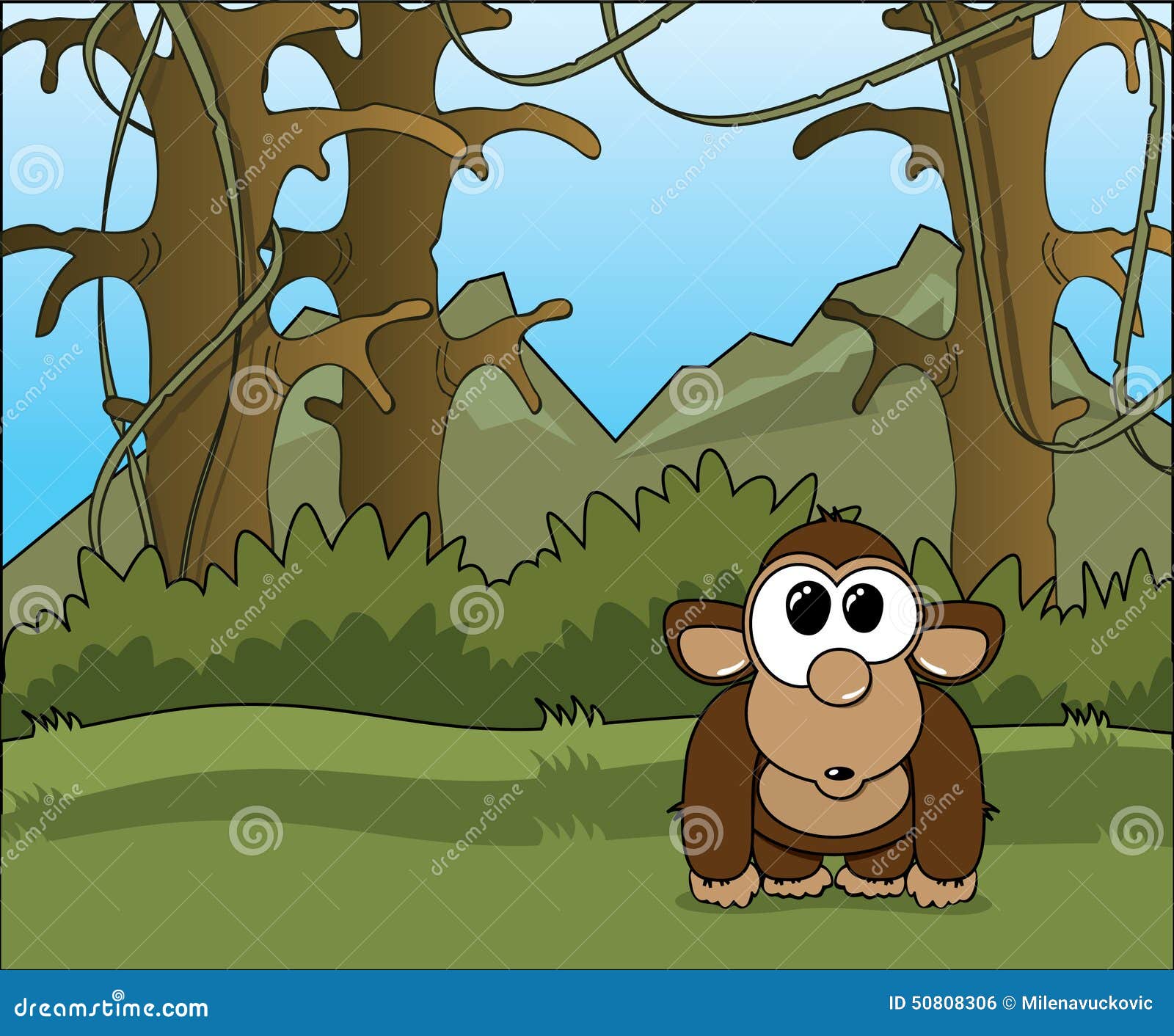 Monkey stock vector. Illustration of grass, environmental - 50808306