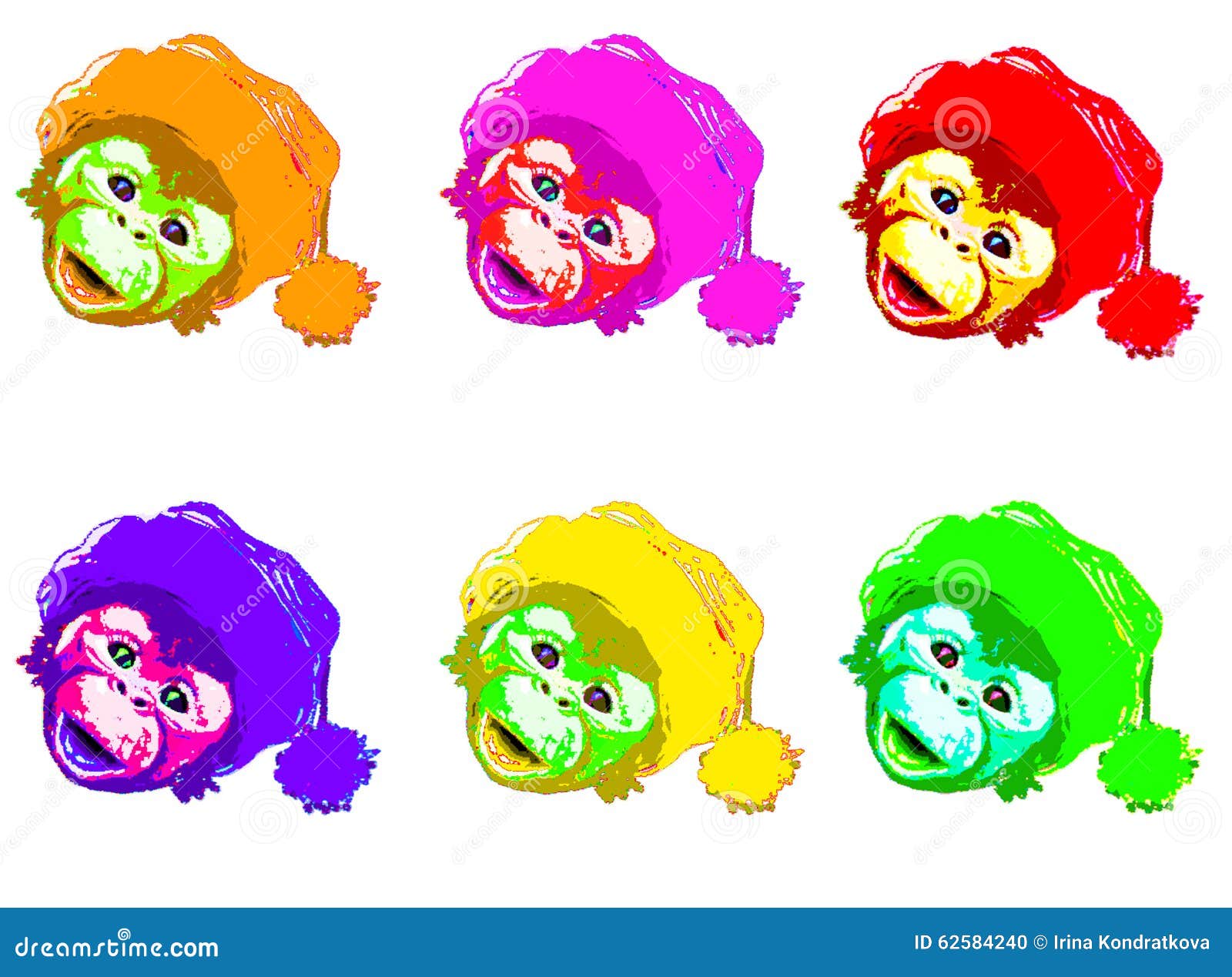 Monkey funny colors stock illustration. Illustration of colors - 62584240