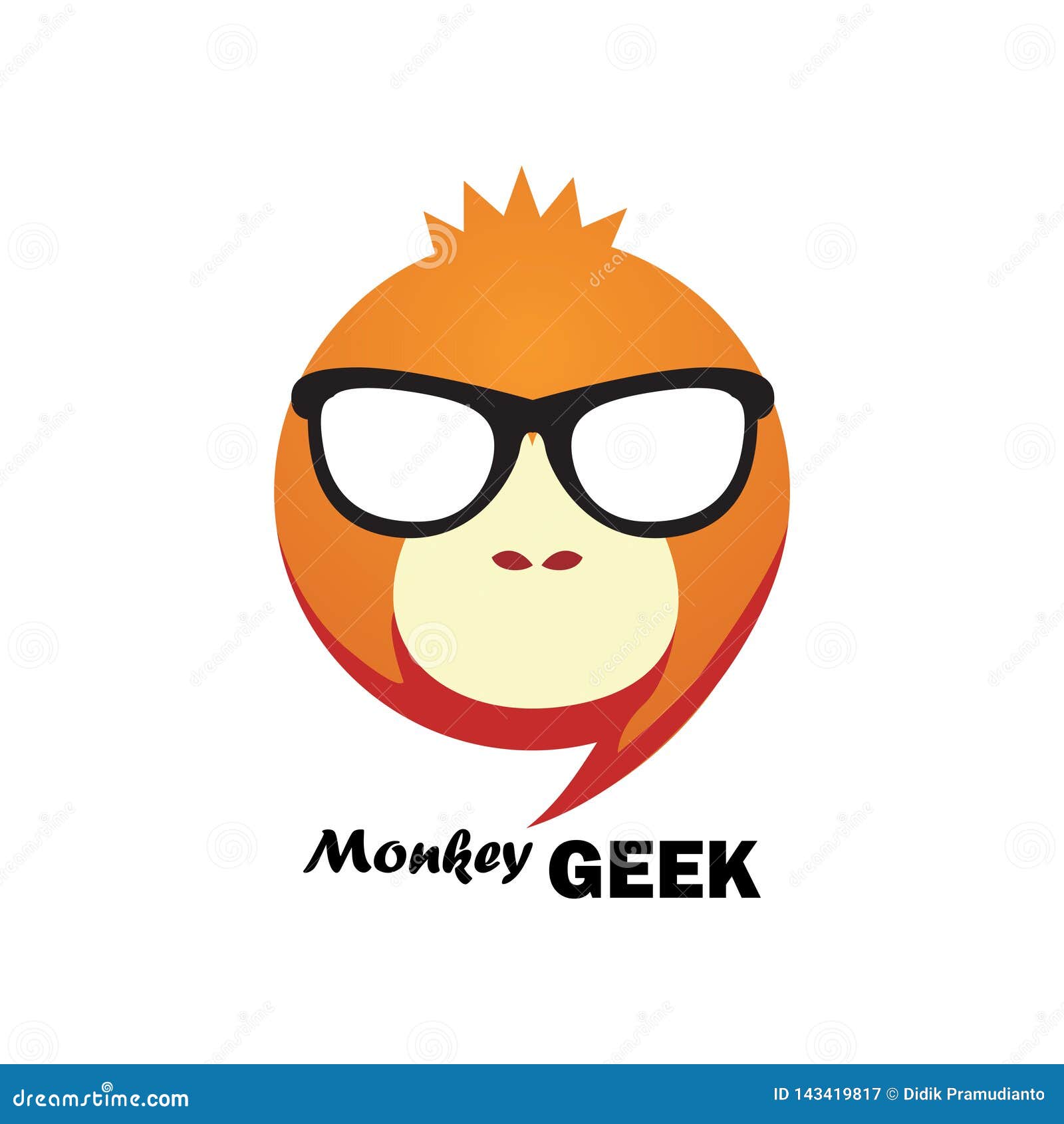 Monkey geek logo stock vector. Illustration of mascot - 143419817