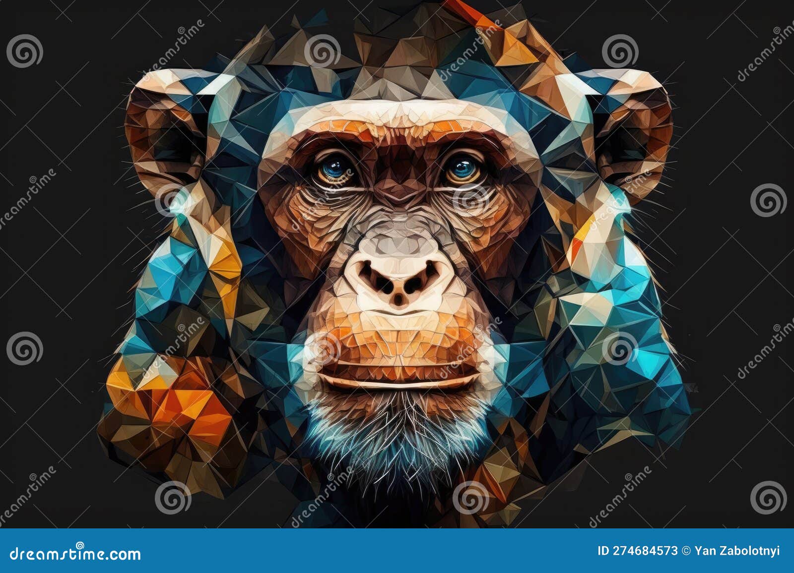 Monkey Geometric Design. Generative AI Stock Illustration ...