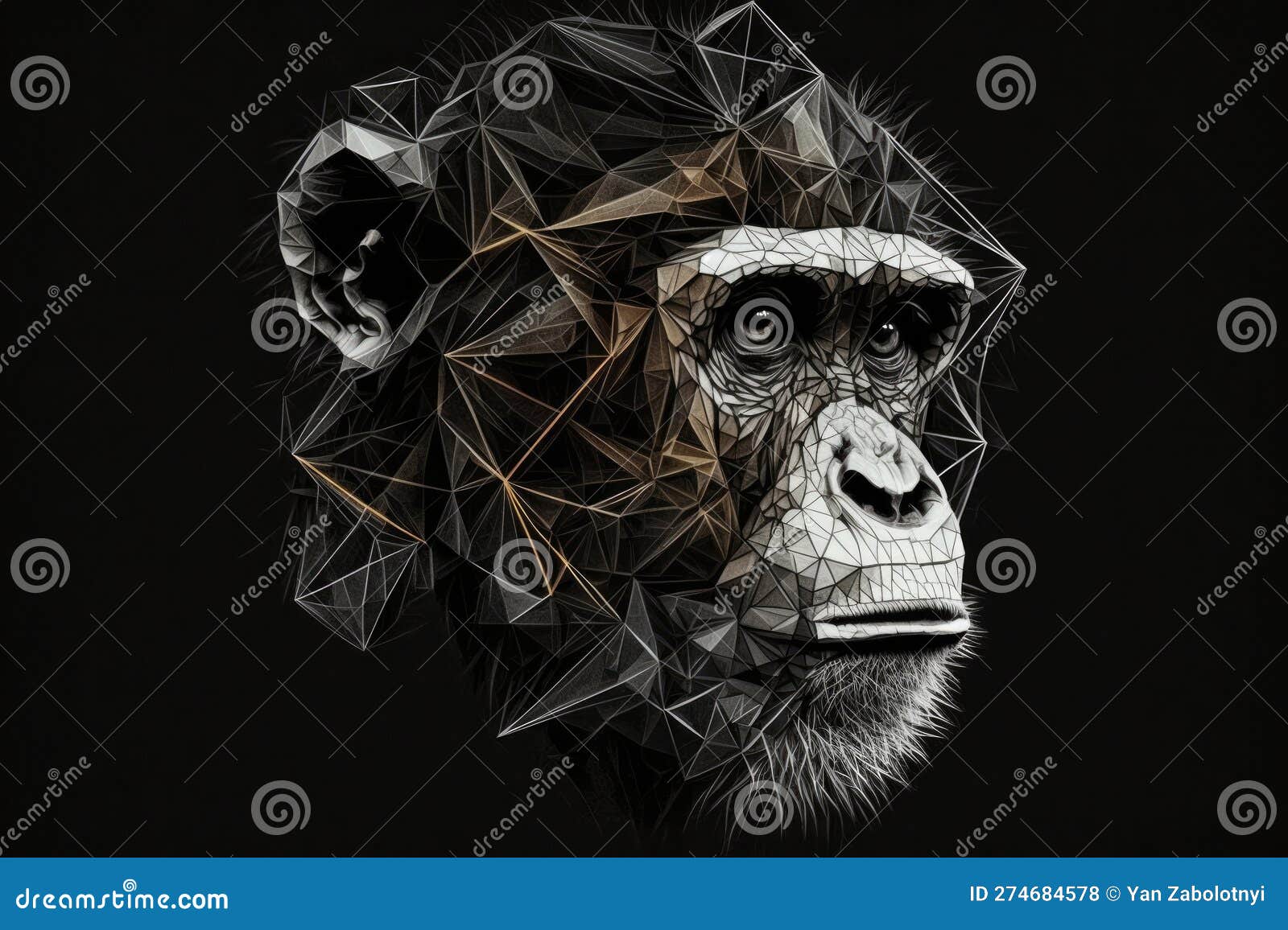 Monkey Geometry only Lines. Generative AI Stock Illustration ...
