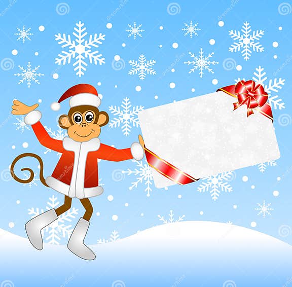 Monkey with a gift card stock vector. Illustration of bright - 60233726