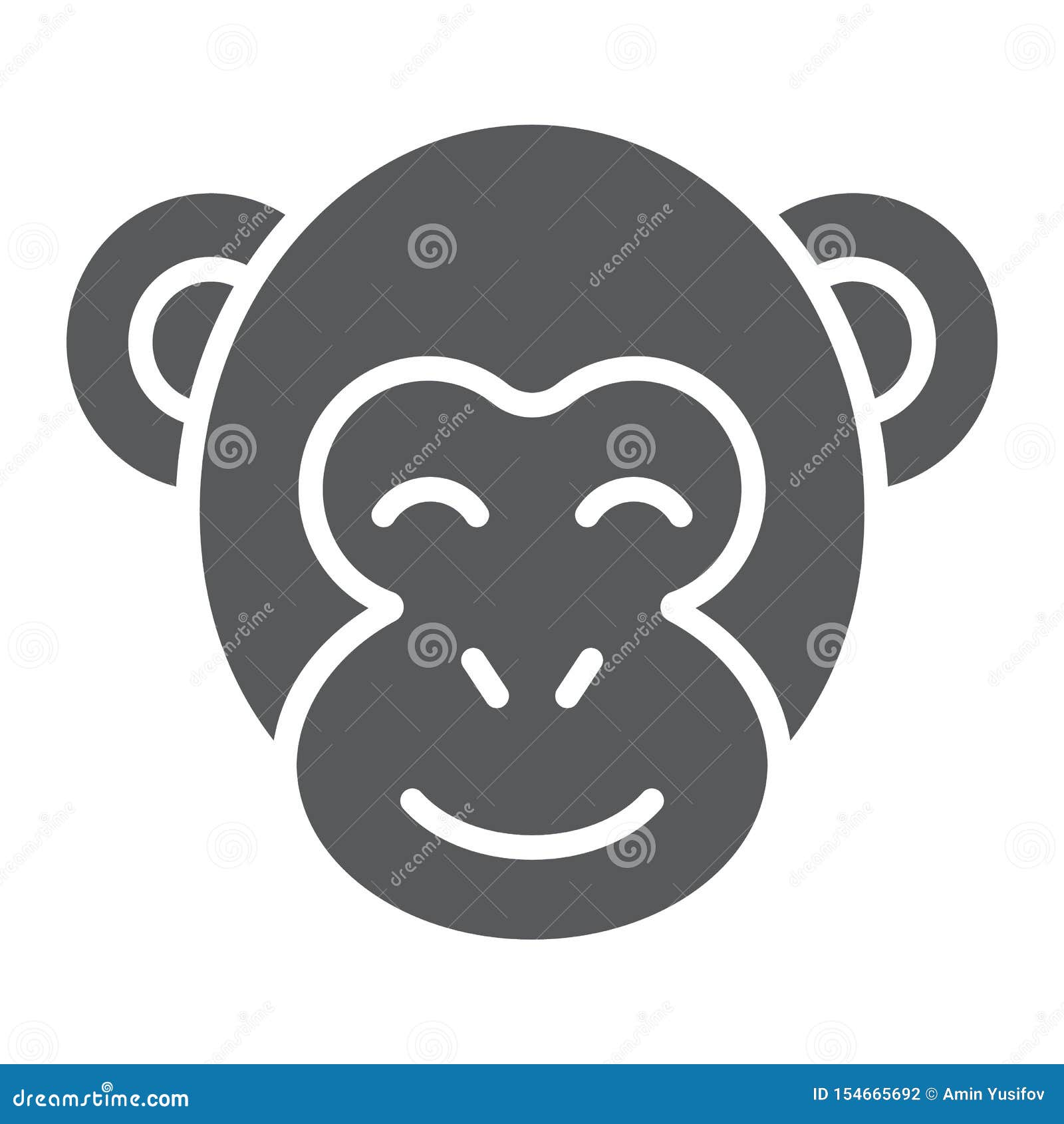 Glyph Monkey Face Expressions Cartoon Vector | CartoonDealer.com #62932217