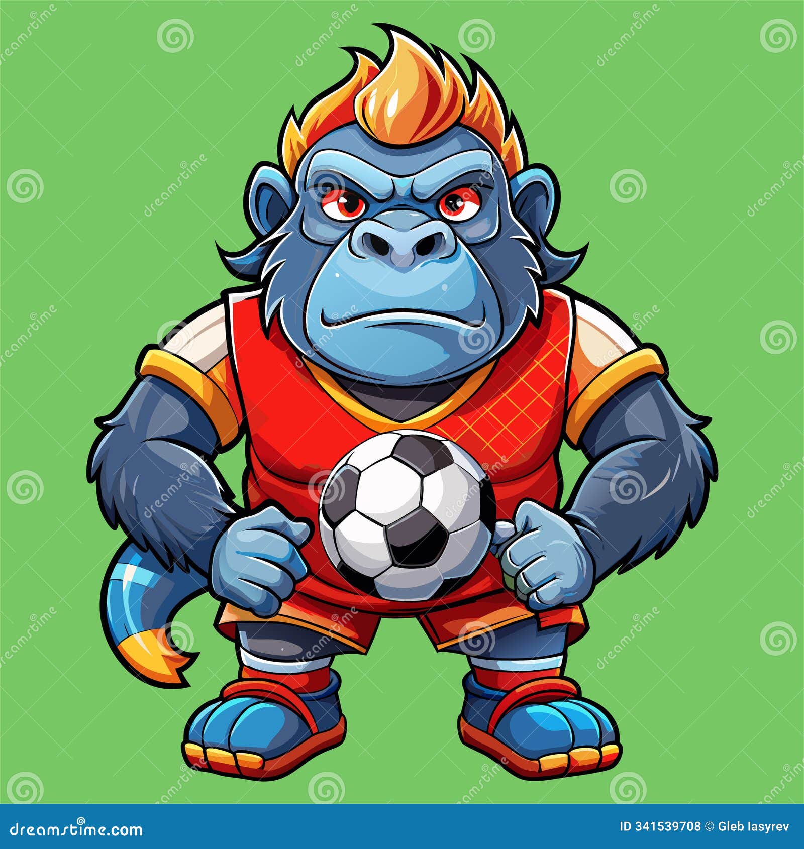 Monkey Gorilla Mascot Football Player Vector Illustration Design Stock ...