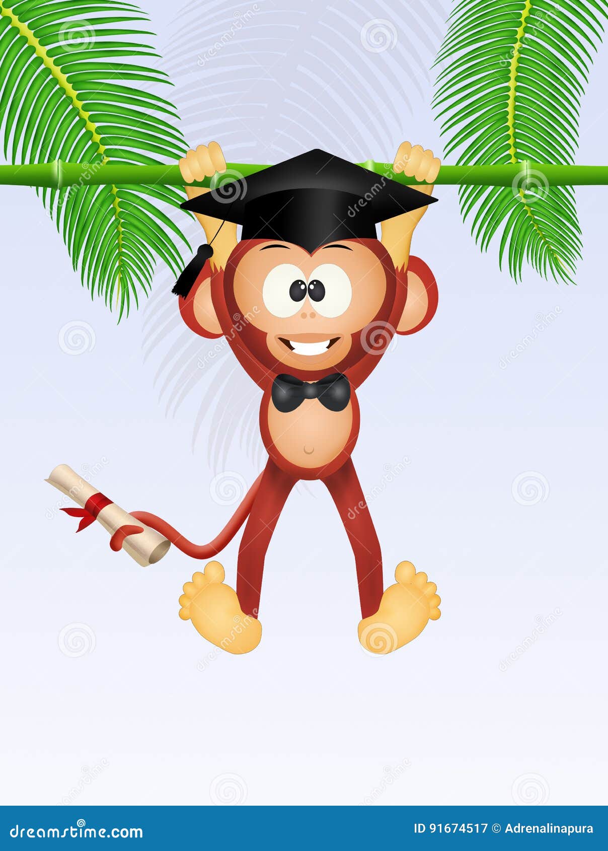 Monkey graduate stock illustration. Illustration of tree - 91674517